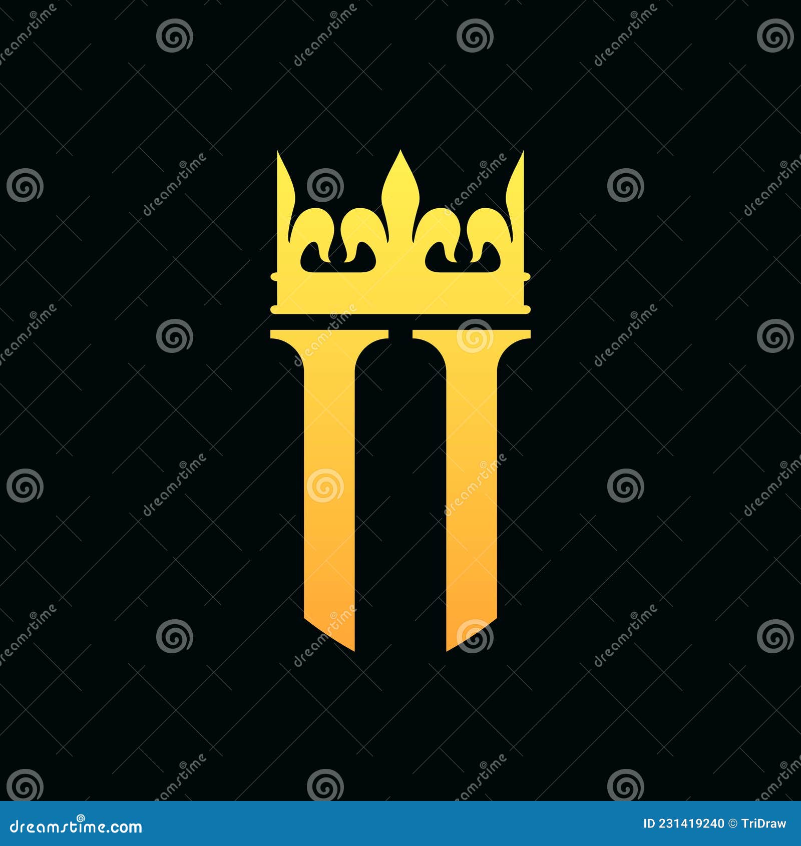 Initial Letters II Logo Monogram Emblem Style with Crown Stock Vector ...