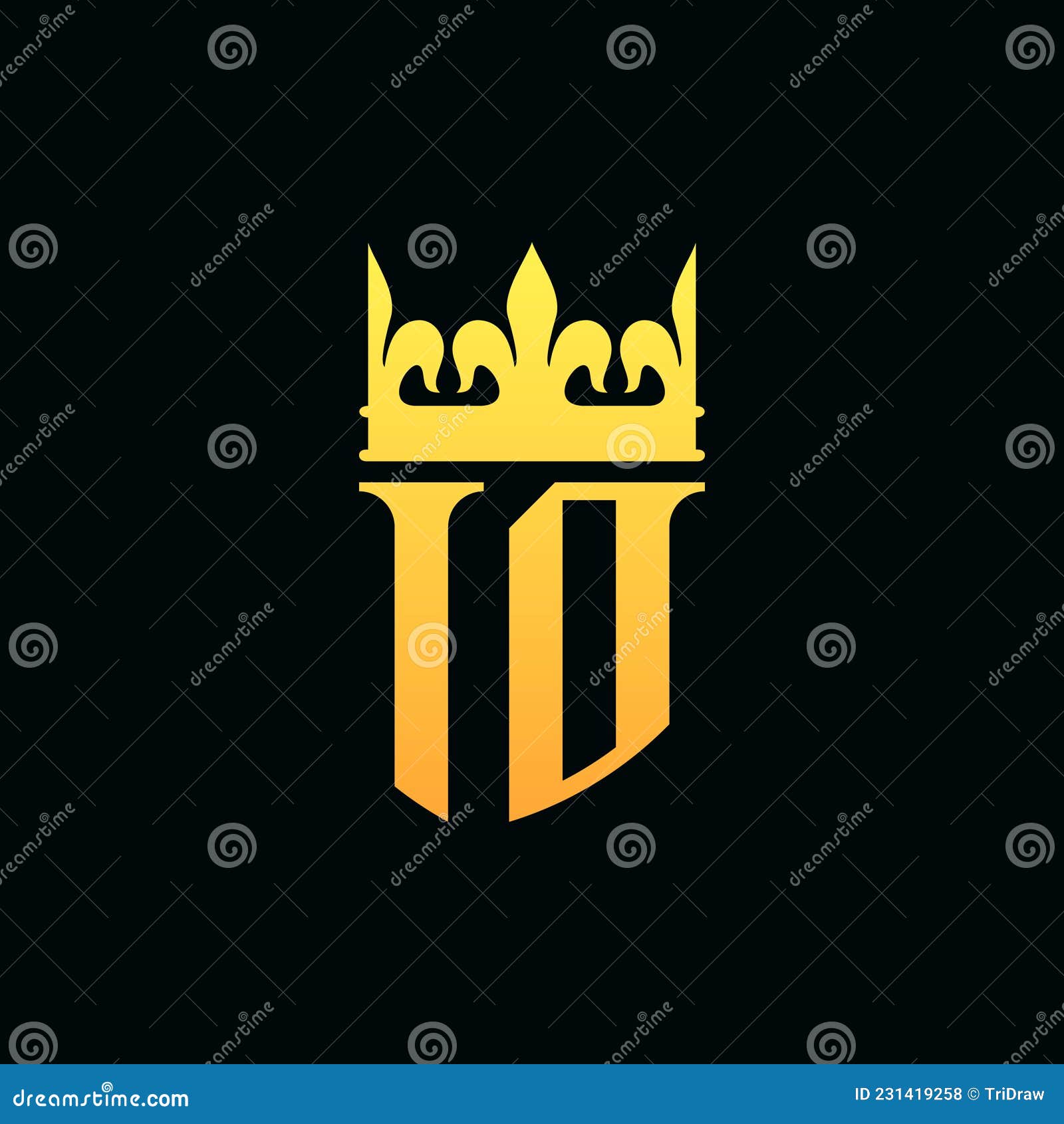 Initial Letters IO Logo Monogram Emblem Style with Crown Stock Vector ...
