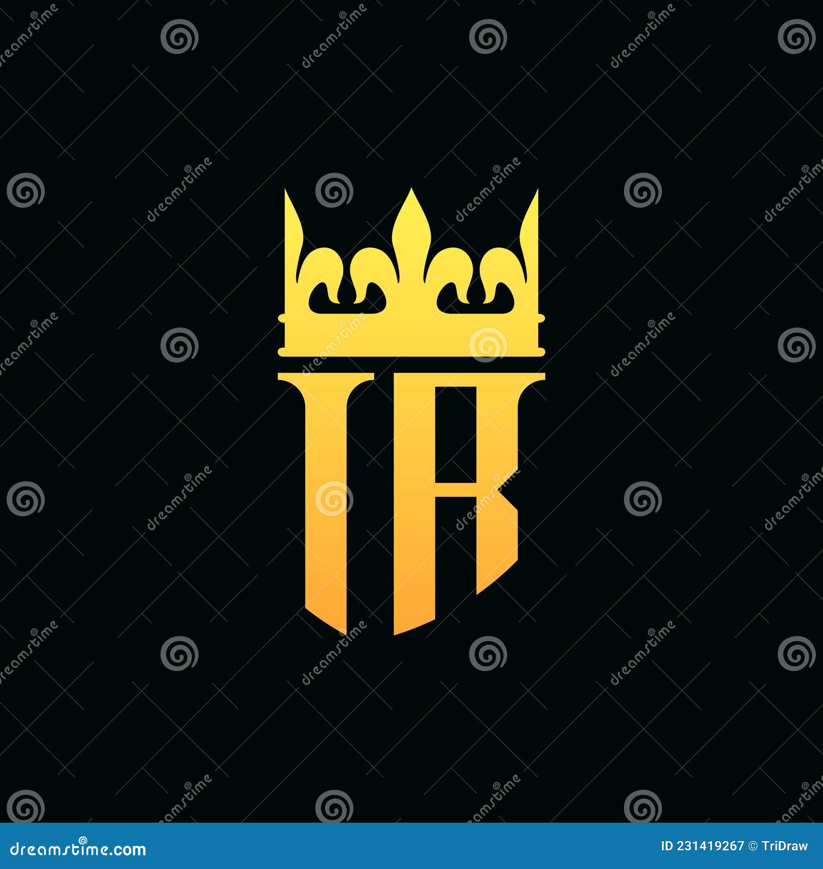 Initial Letters IR Logo Monogram Emblem Style with Crown Stock Vector ...