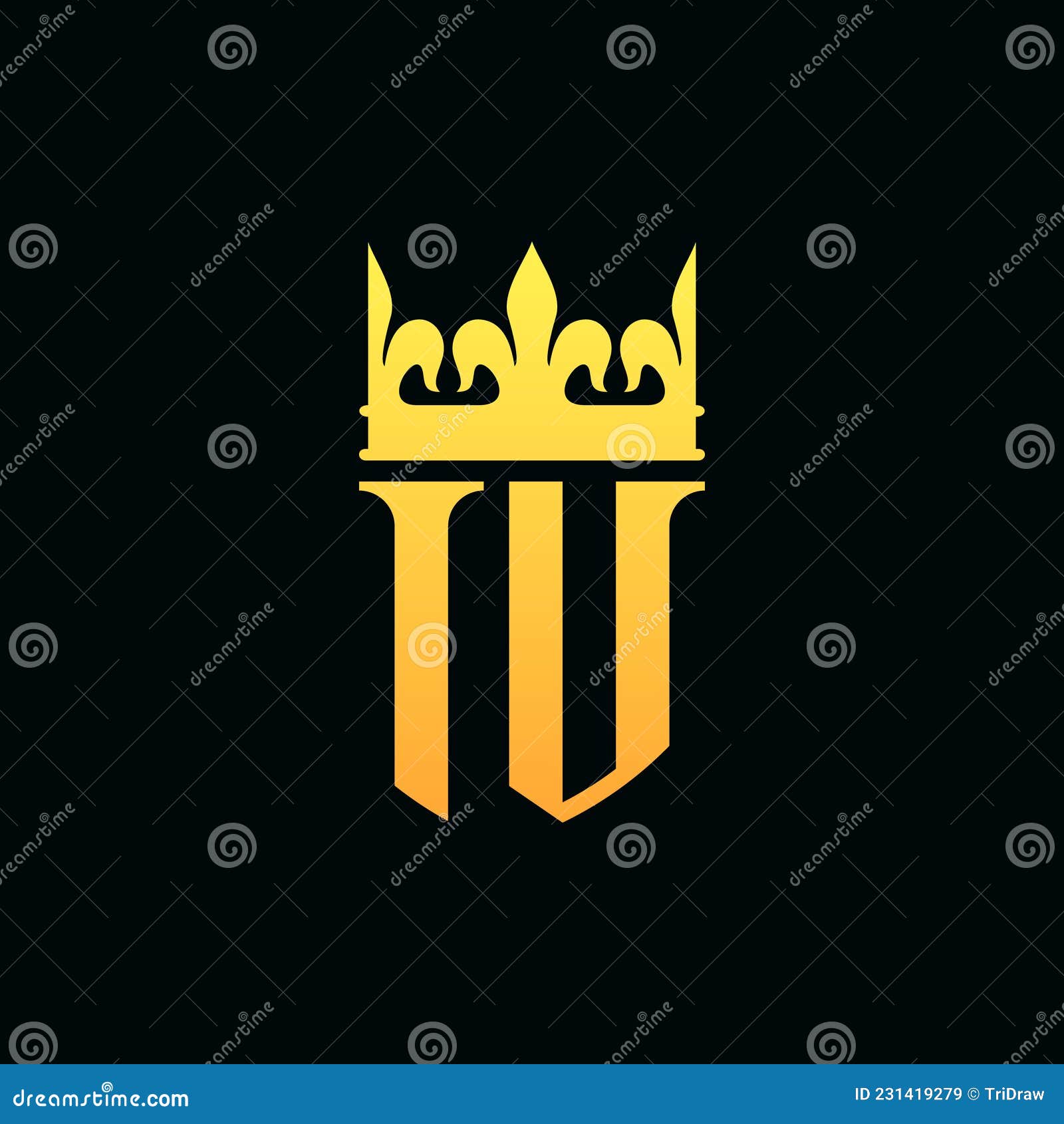 Initial Letters IV Logo Monogram Emblem Style with Crown Stock Vector ...