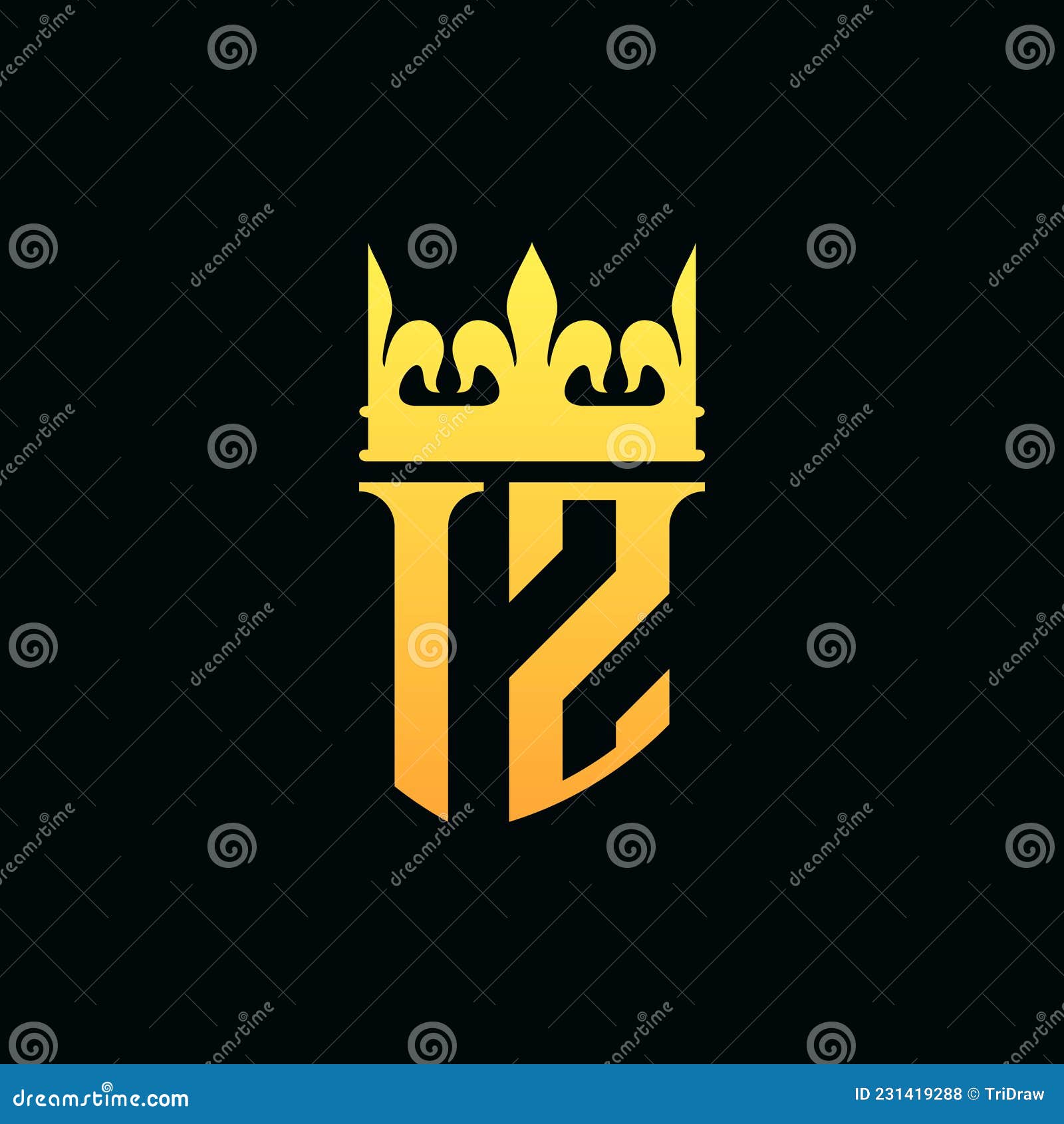 Initial Letters IZ Logo Monogram Emblem Style with Crown Stock Vector ...
