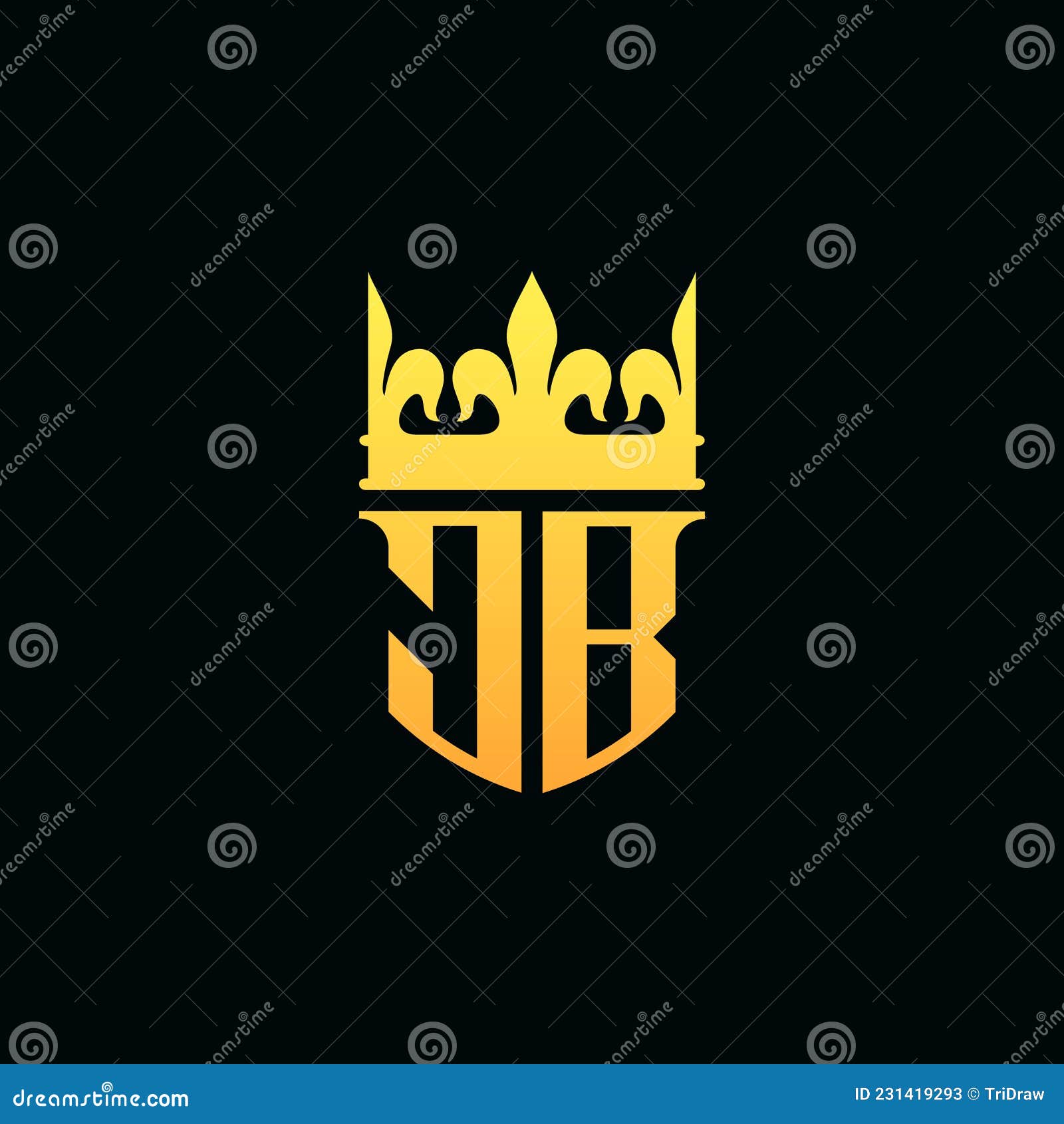 Initial Letters JB Logo Monogram Emblem Style with Crown Stock Vector ...