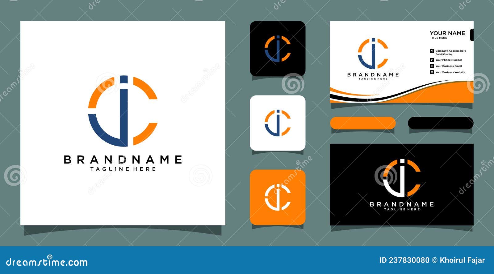 Initial Letters JC Circle Shape Monogram with Business Card Design ...