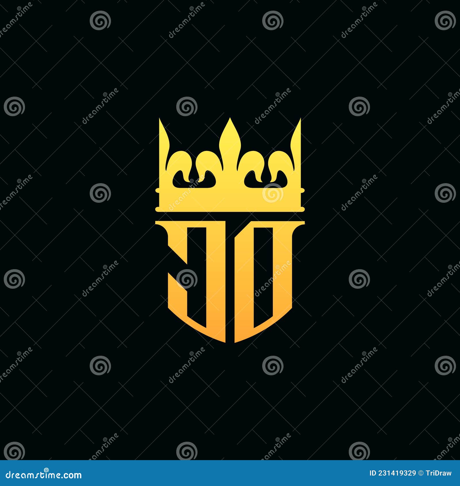 Initial Letters JO Logo Monogram Emblem Style with Crown Stock Vector ...