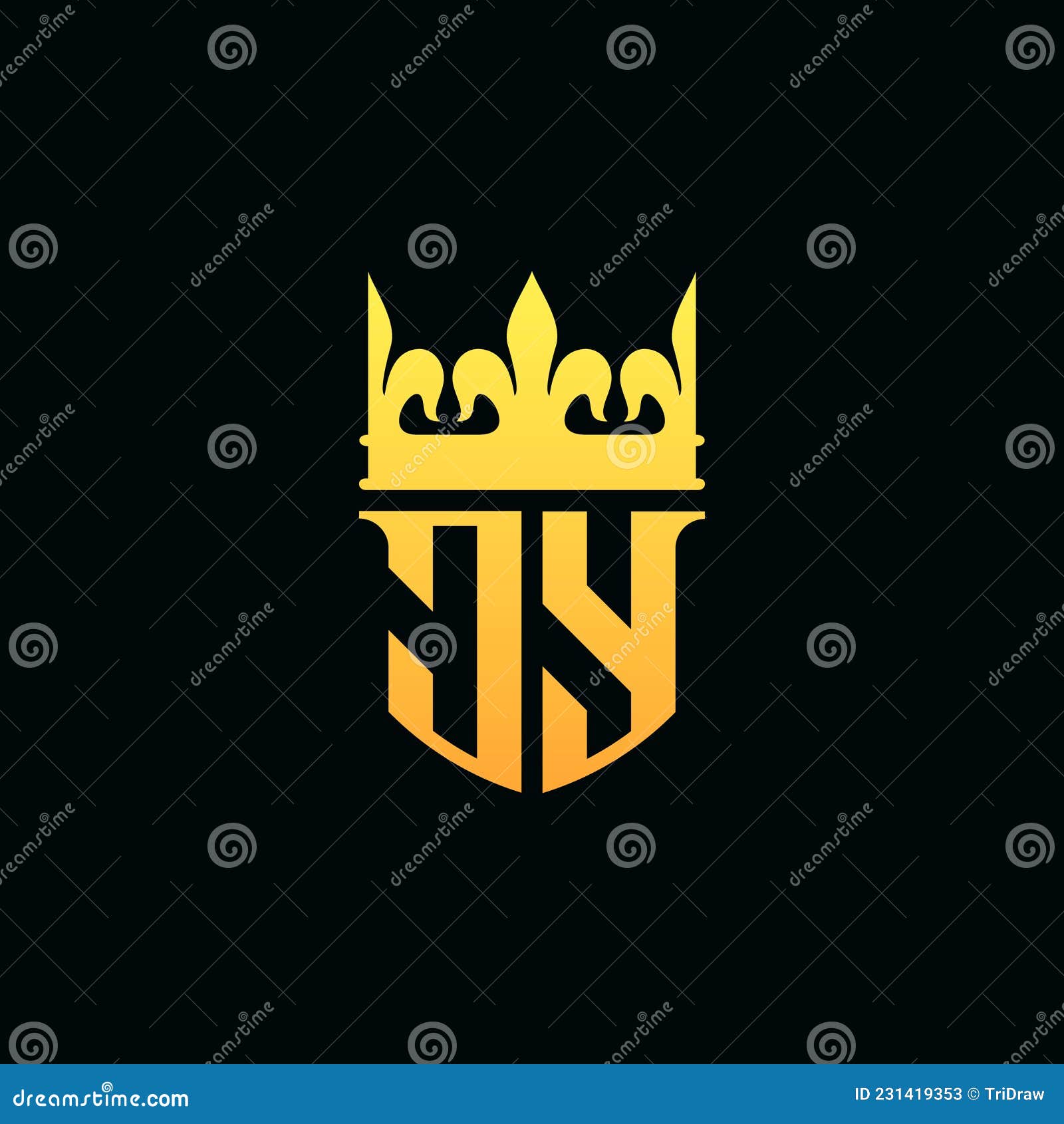 Initial Letters JY Logo Monogram Emblem Style with Crown Stock Vector ...