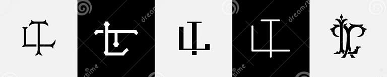 Initial Letters LT Monogram Logo Design Bundle Stock Vector ...