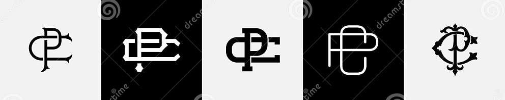 Initial Letters PC Monogram Logo Design Bundle Stock Vector ...