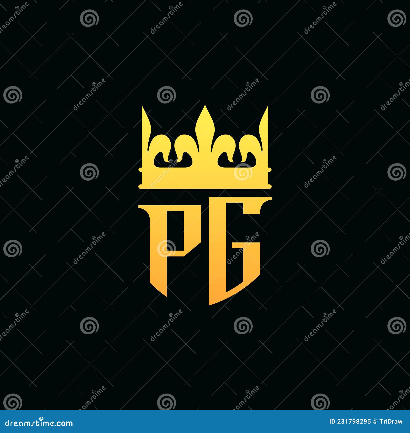 Initial Letters PG Logo Monogram Emblem Style with Crown Stock Vector ...