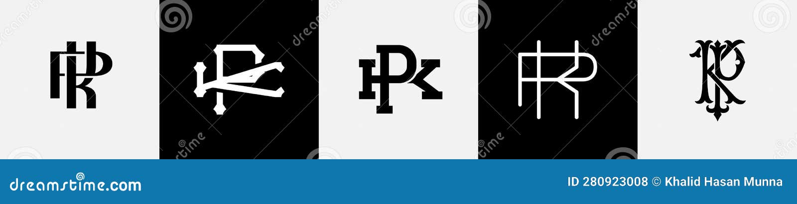 Initial Letters PK Monogram Logo Design Bundle Stock Vector ...