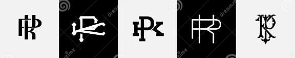 Initial Letters PK Monogram Logo Design Bundle Stock Vector ...