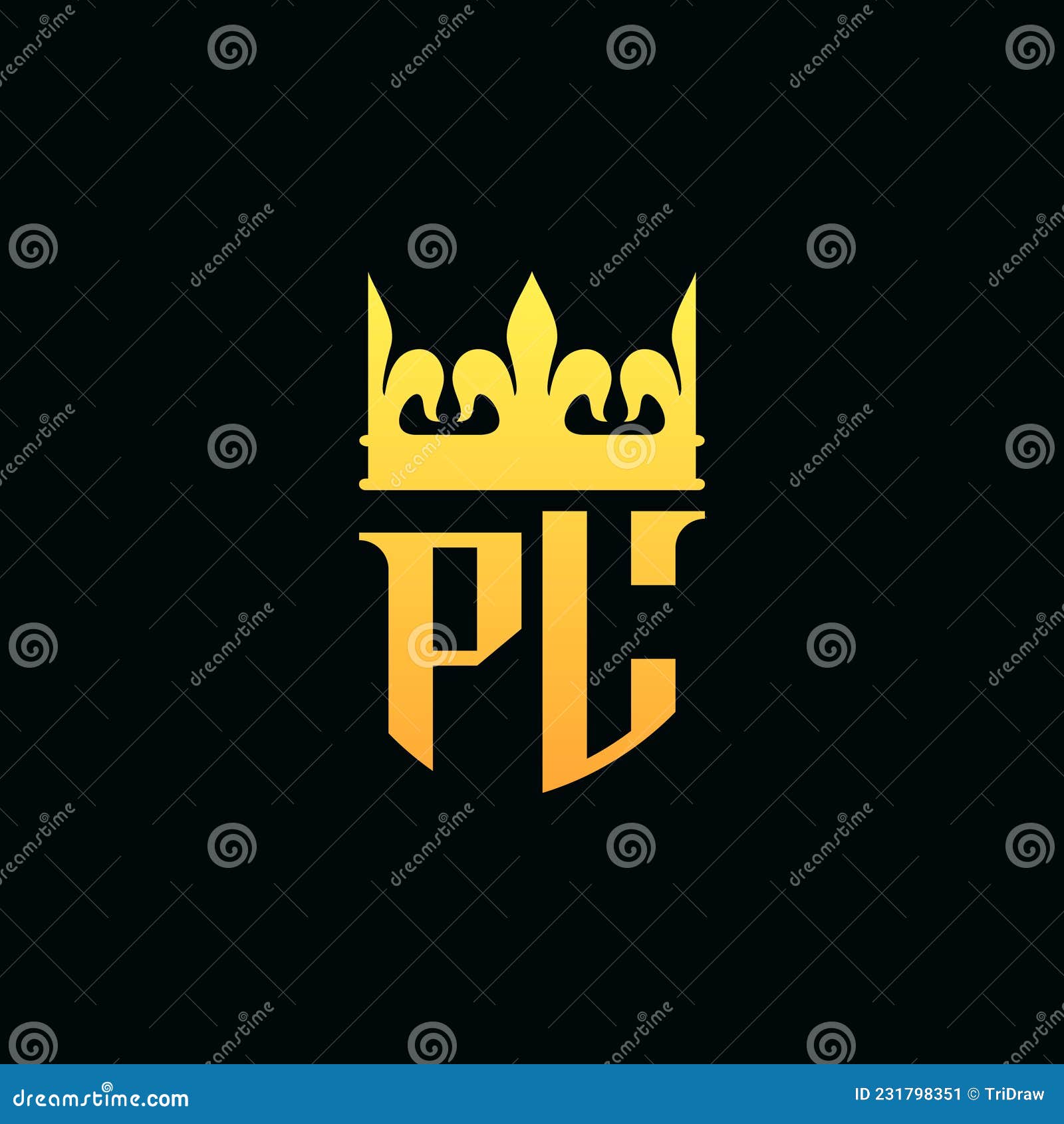 Initial Letters PL Logo Monogram Emblem Style with Crown Stock Vector ...