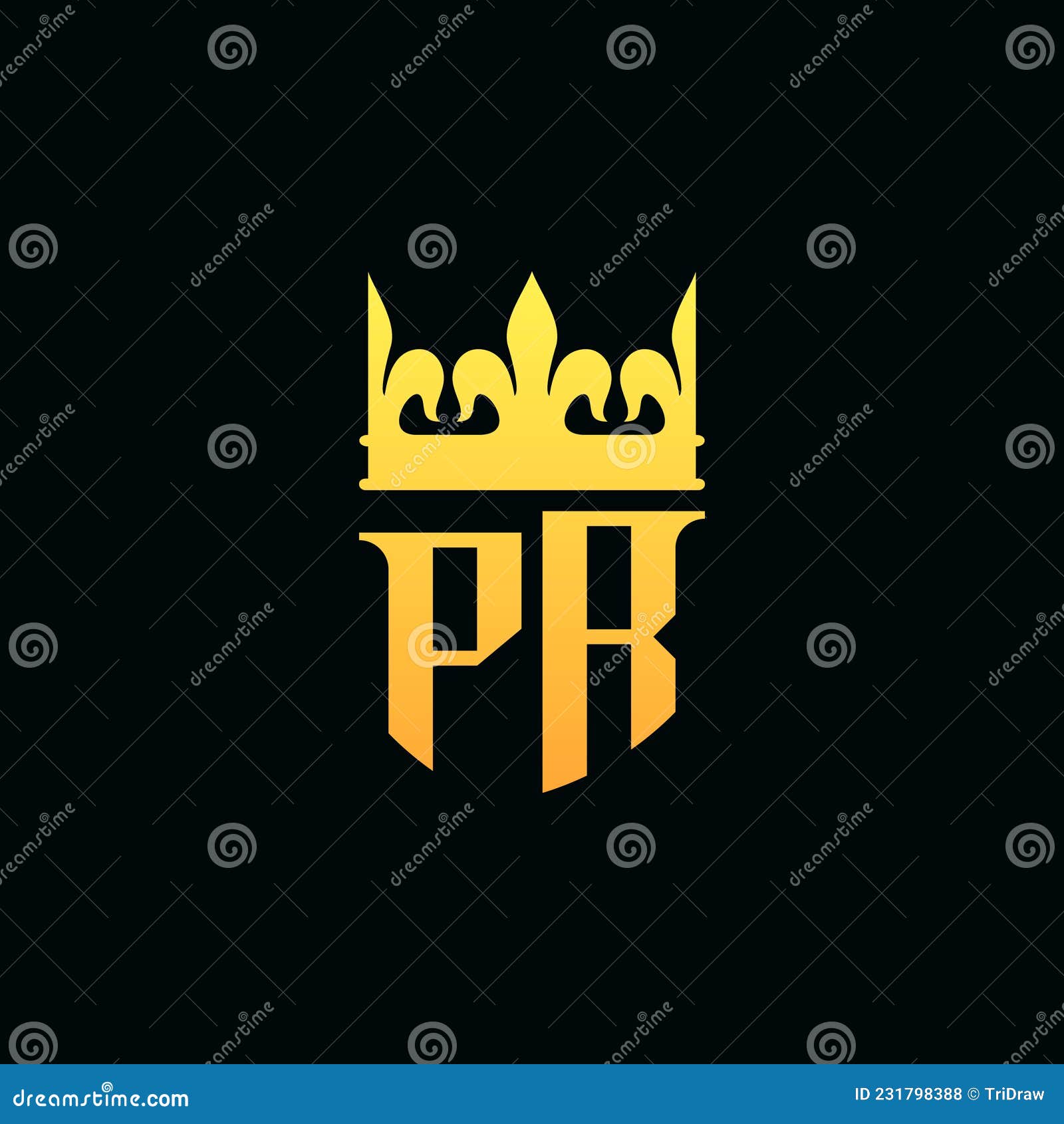 Initial Letters PR Logo Monogram Emblem Style with Crown Stock Vector ...