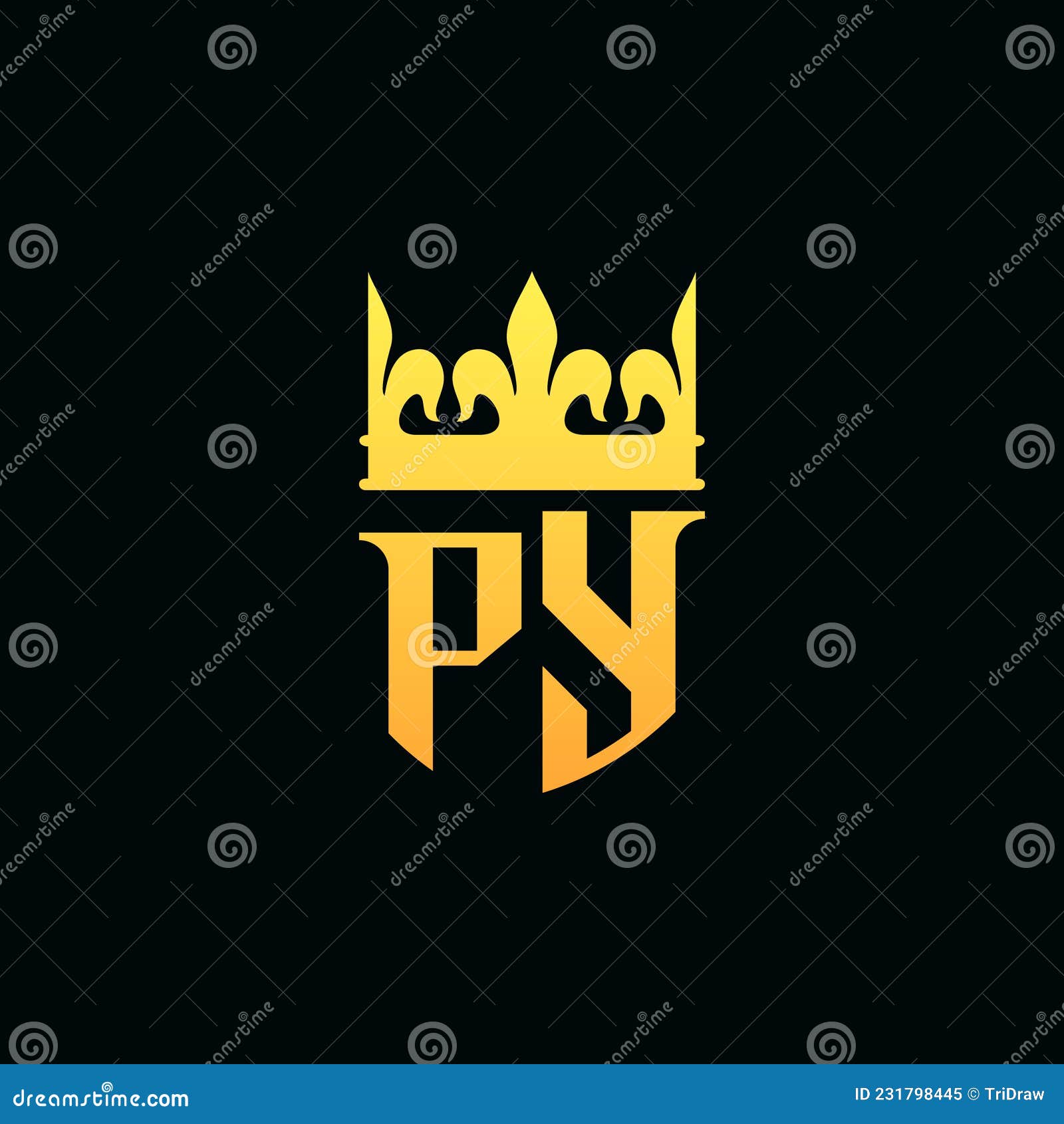 Initial Letters PY Logo Monogram Emblem Style with Crown Stock Vector ...