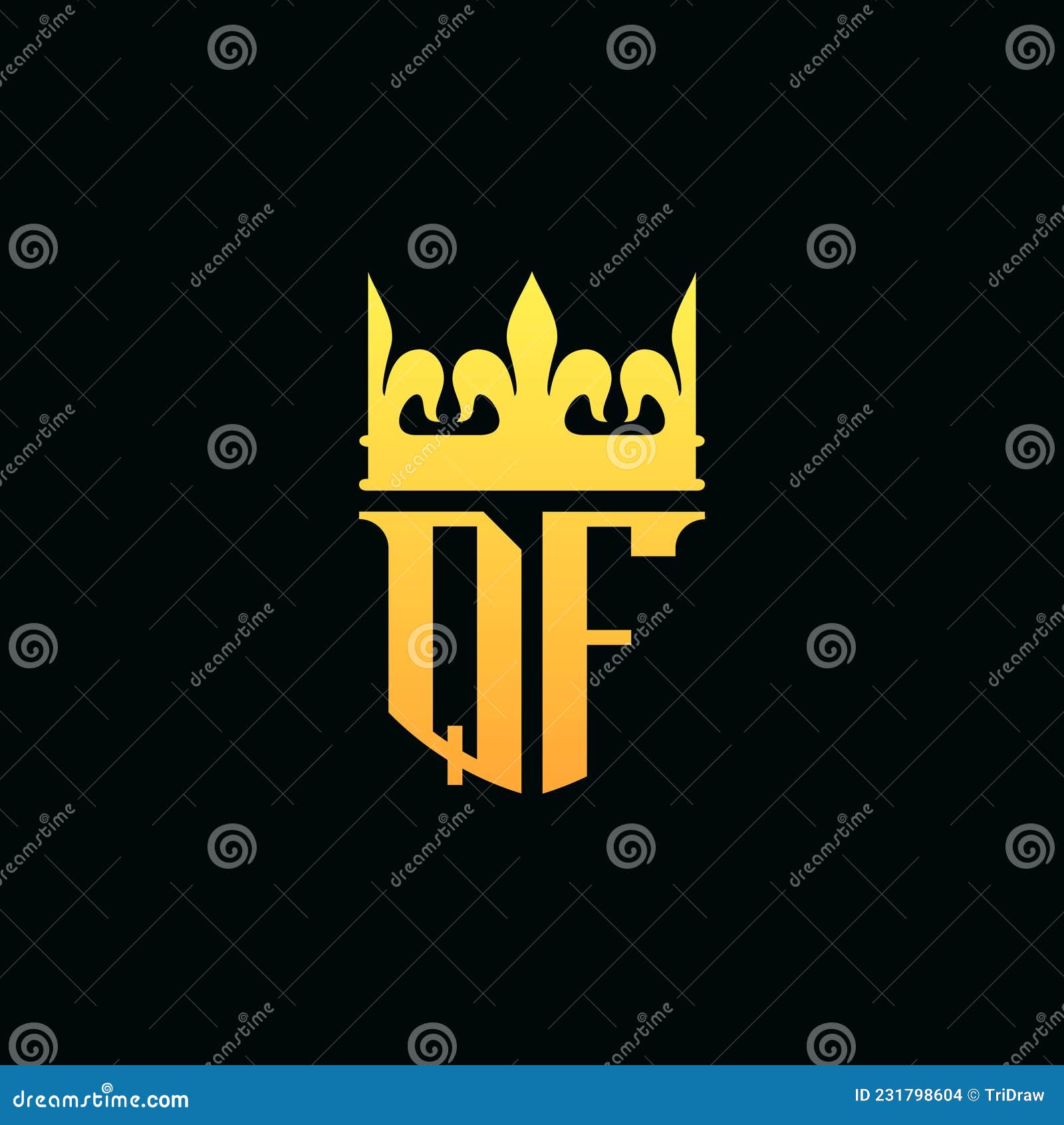 Initial Letters QF Logo Monogram Emblem Style with Crown Stock Vector ...