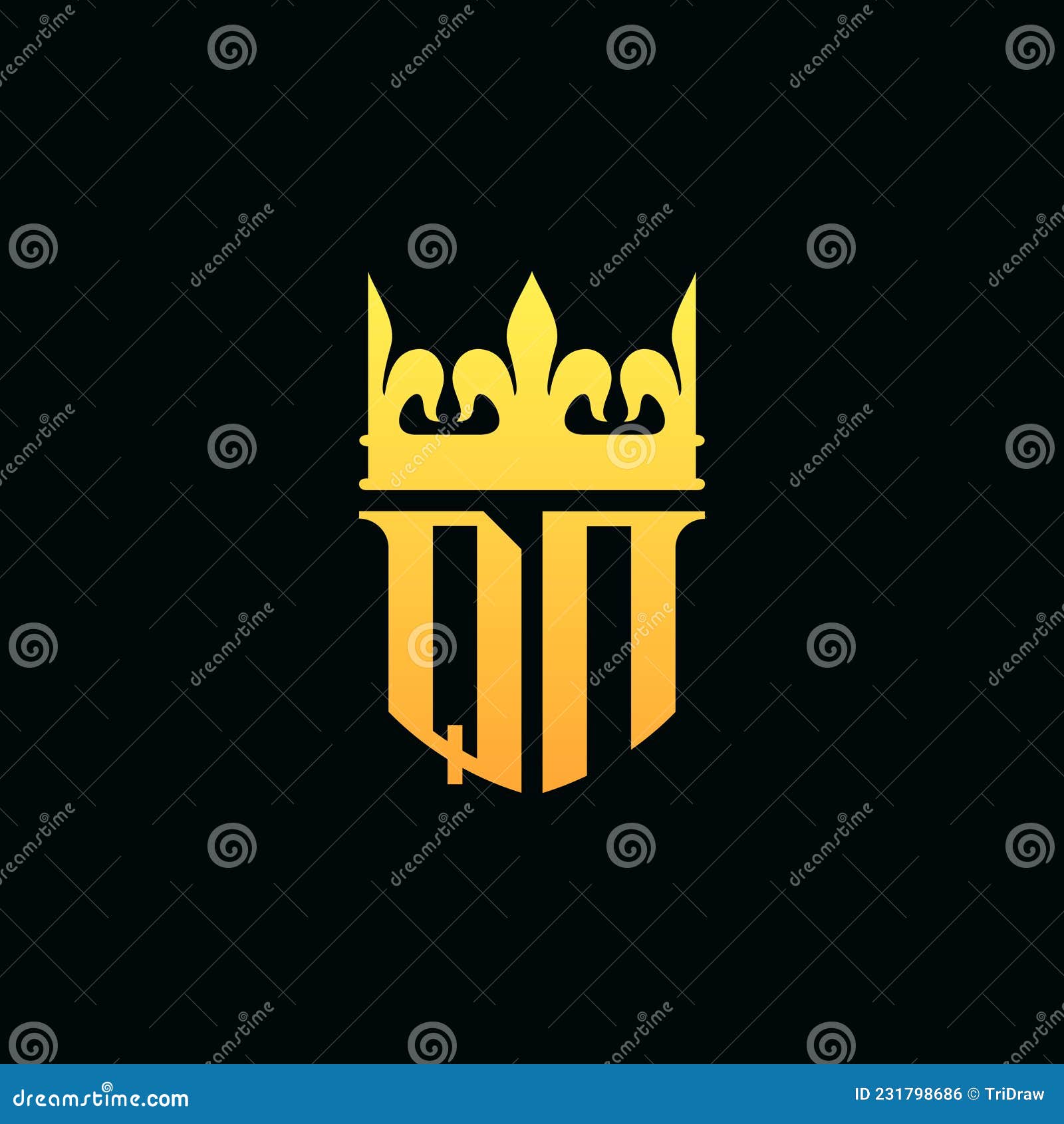 Initial Letters QN Logo Monogram Emblem Style with Crown Stock Vector ...