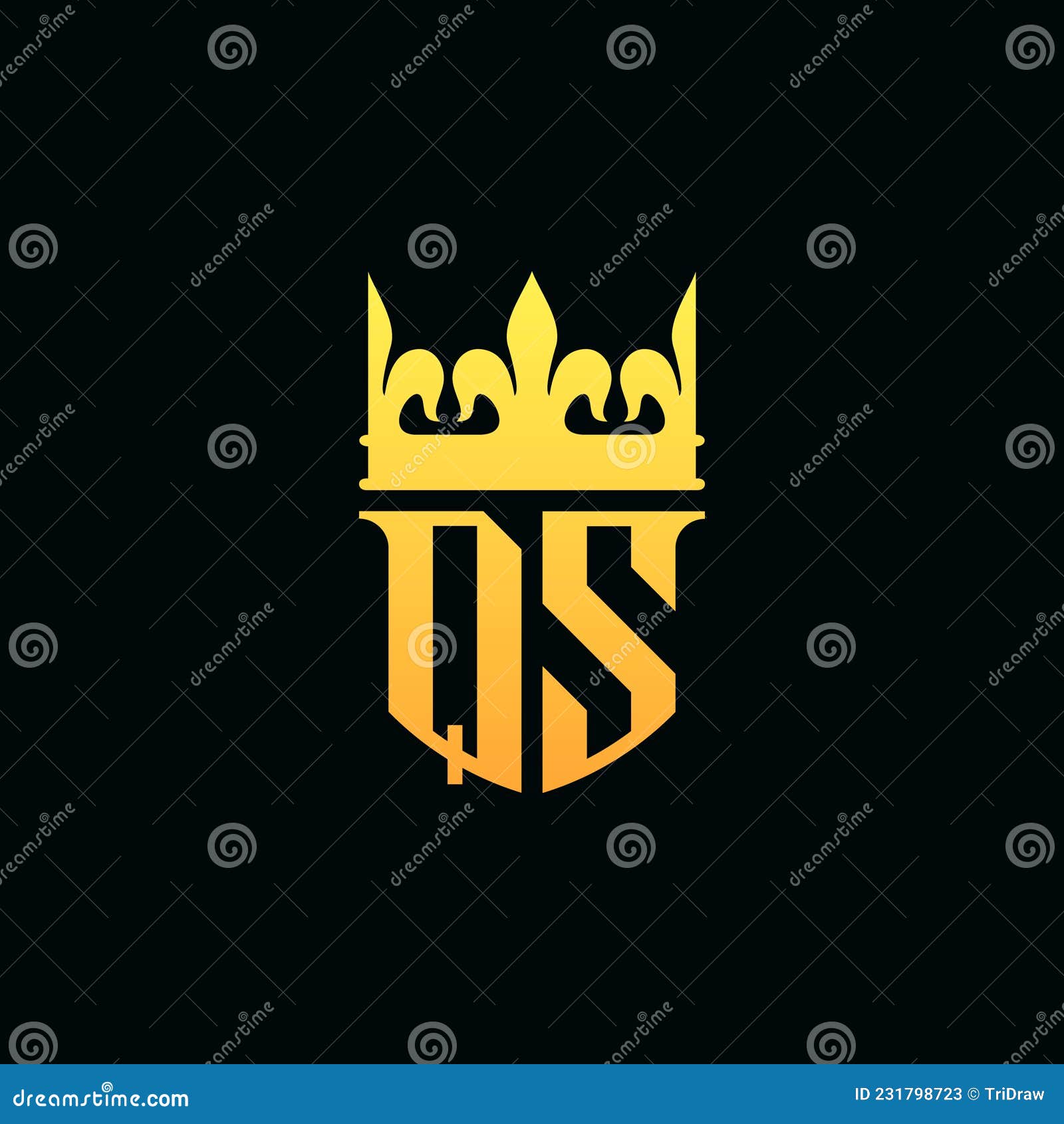 Initial Letters QS Logo Monogram Emblem Style with Crown Stock Vector ...