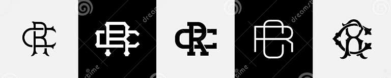 Initial Letters RC Monogram Logo Design Bundle Stock Vector ...