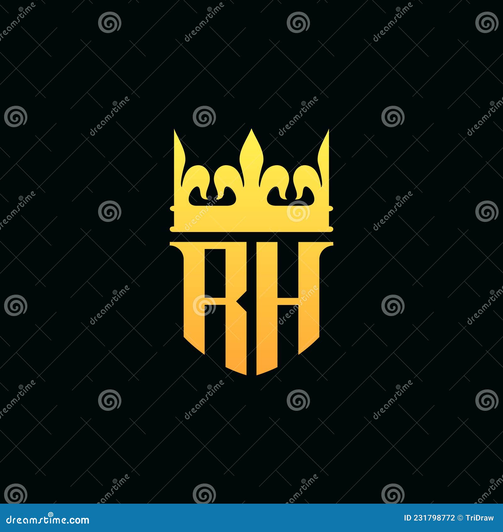 Initial Letters RH Logo Monogram Emblem Style with Crown Stock Vector ...