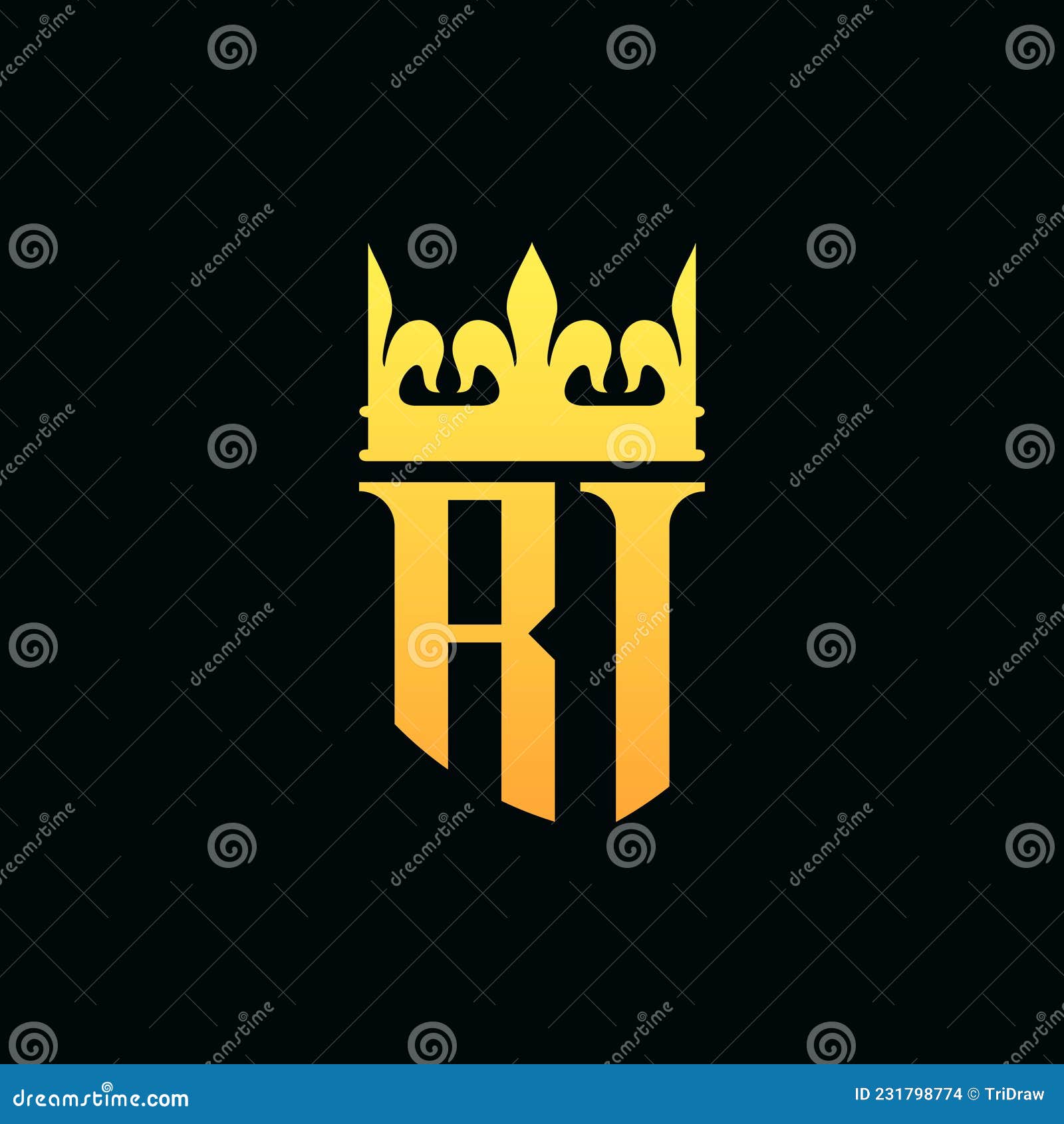 Initial Letters RI Logo Monogram Emblem Style with Crown Stock Vector ...