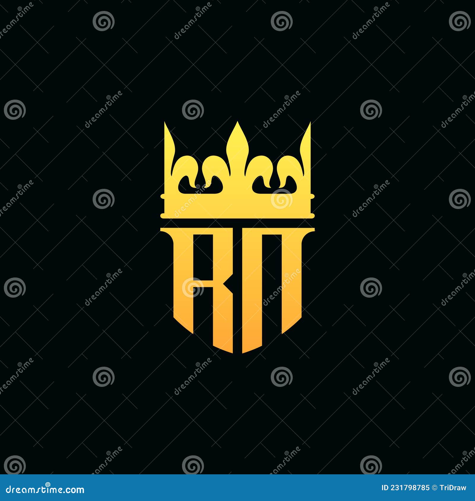 Initial Letters RN Logo Monogram Emblem Style with Crown Stock Vector ...