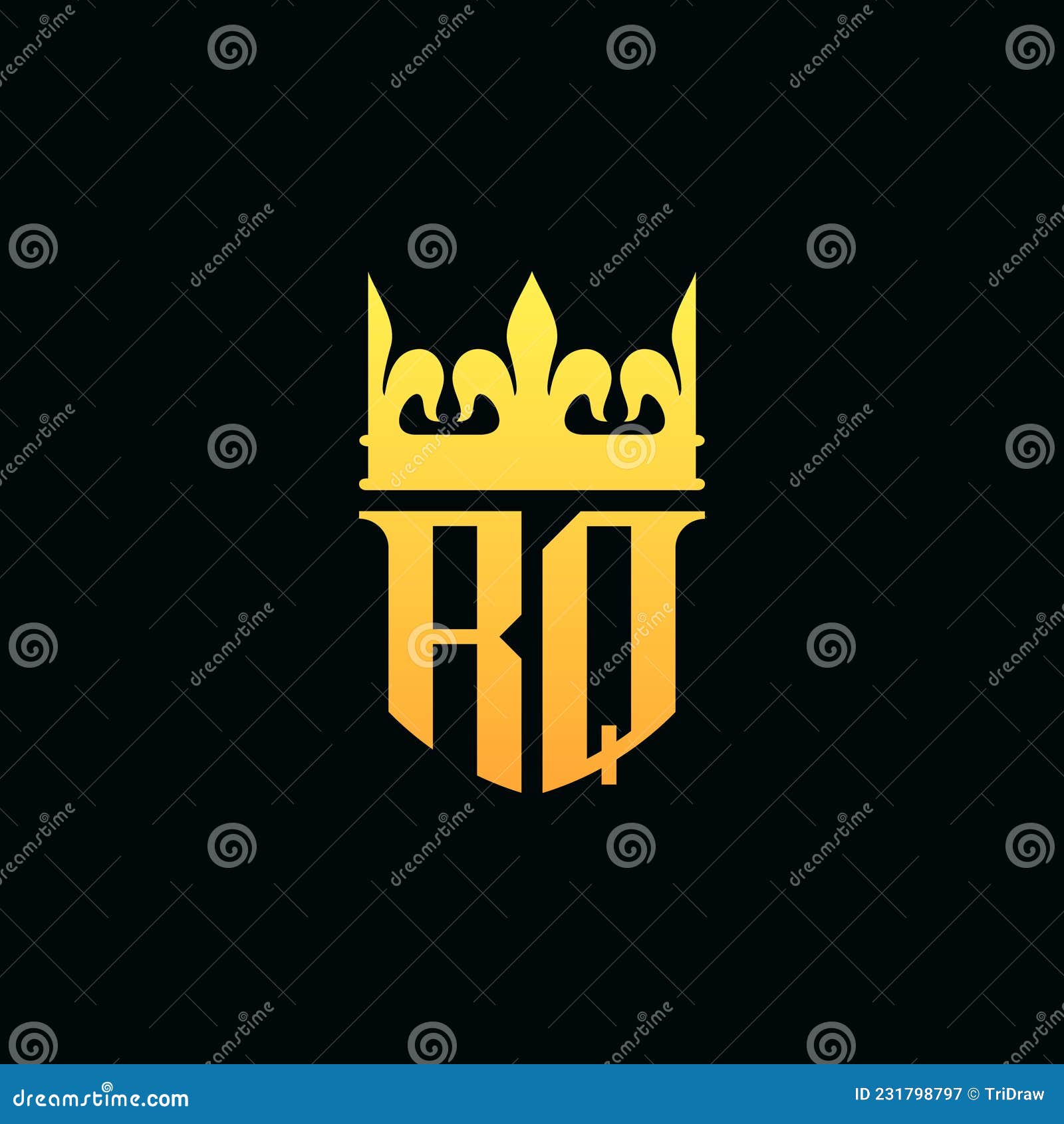 Initial Letters RQ Logo Monogram Emblem Style with Crown Stock Vector ...