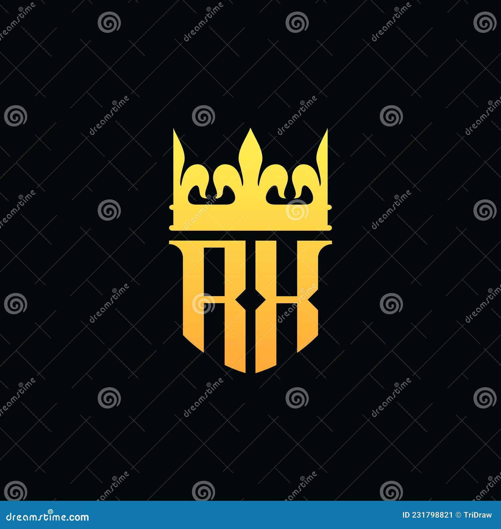 Initial Letters RX Logo Monogram Emblem Style with Crown Stock Vector ...