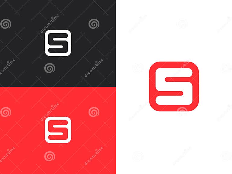 Initial Letters S in Square Rounded Shape Stock Illustration ...