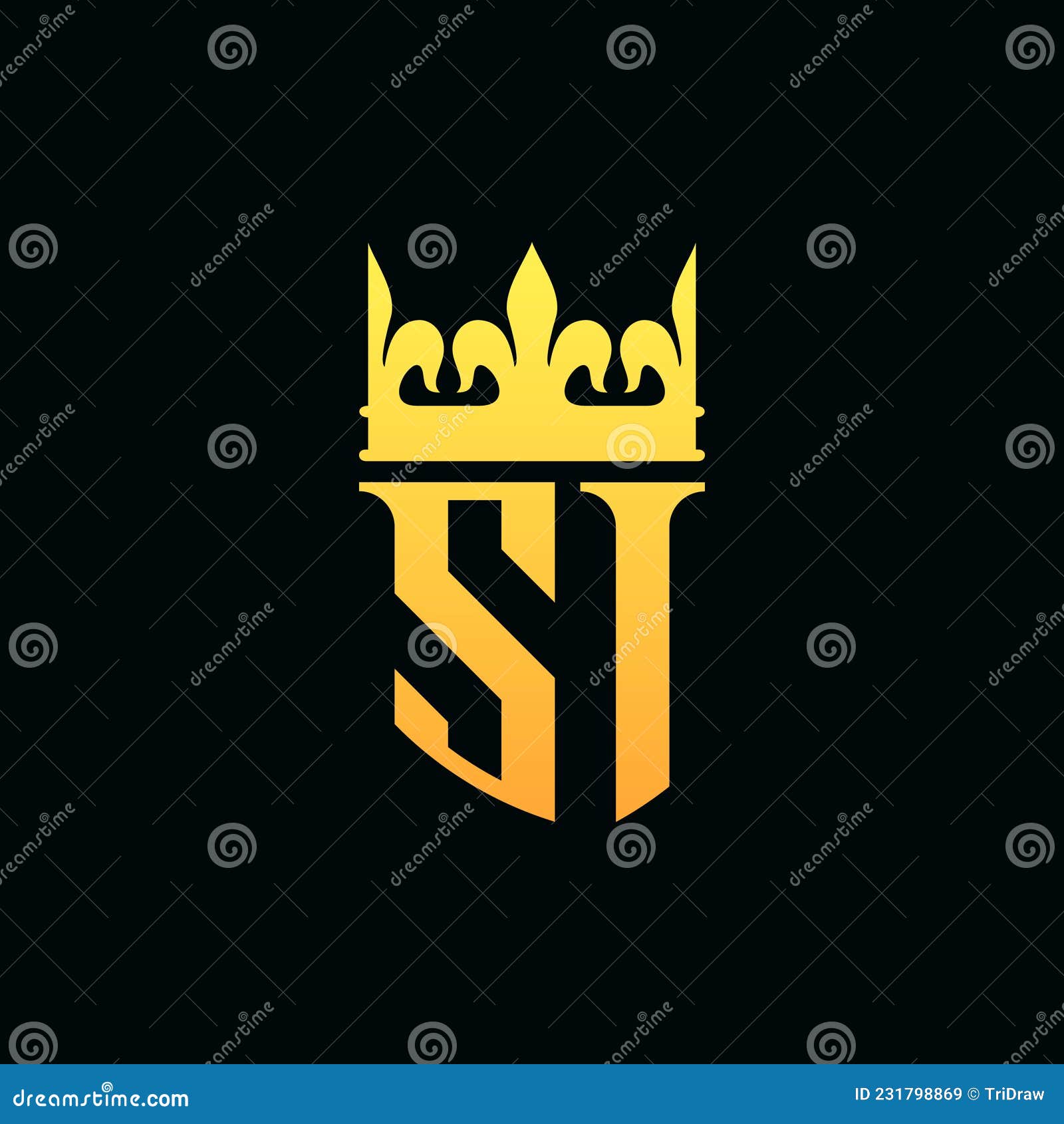 Initial Letters SI Logo Monogram Emblem Style with Crown Stock Vector ...