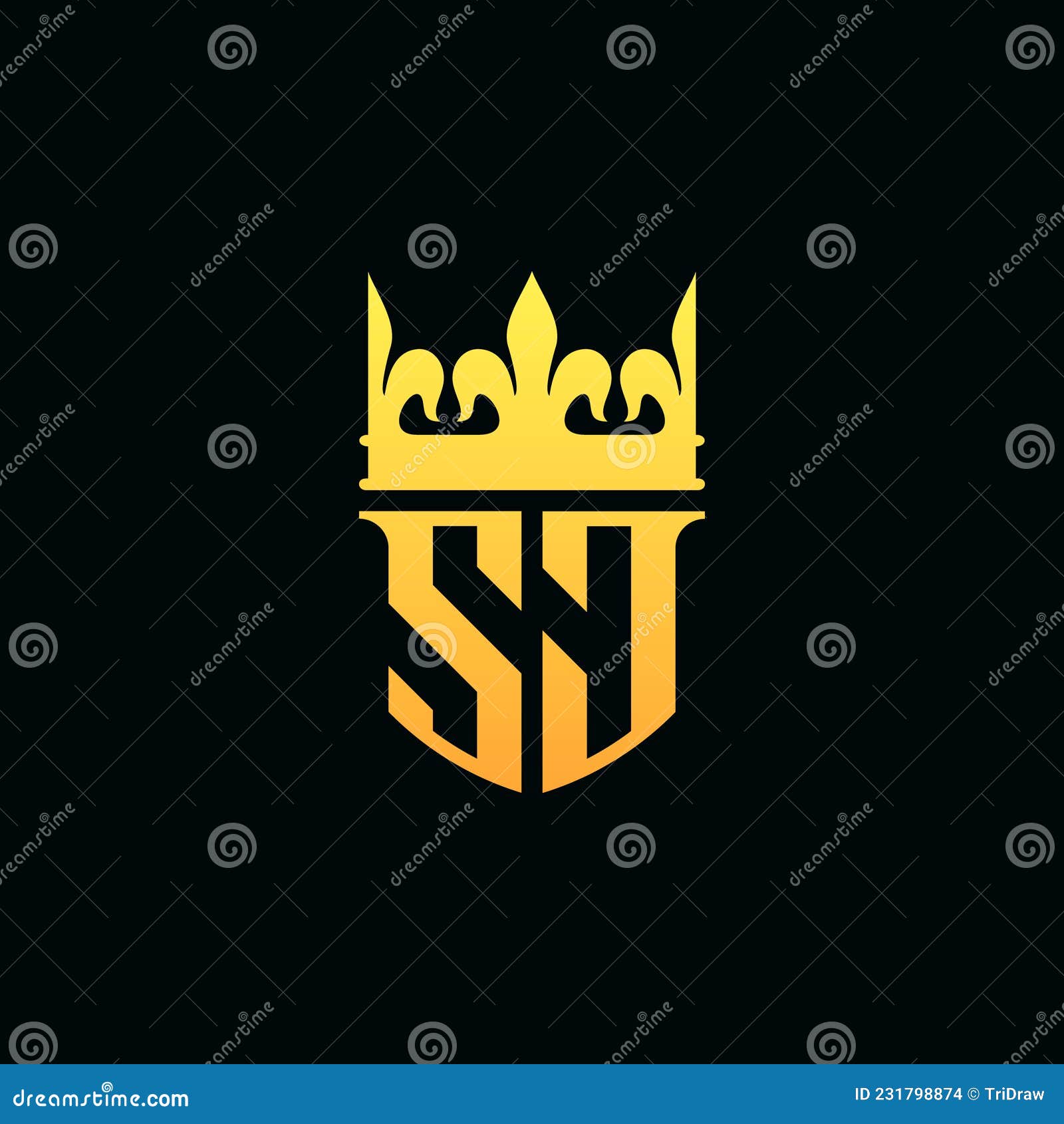 Initial Letters SJ Logo Monogram Emblem Style with Crown Stock Vector ...