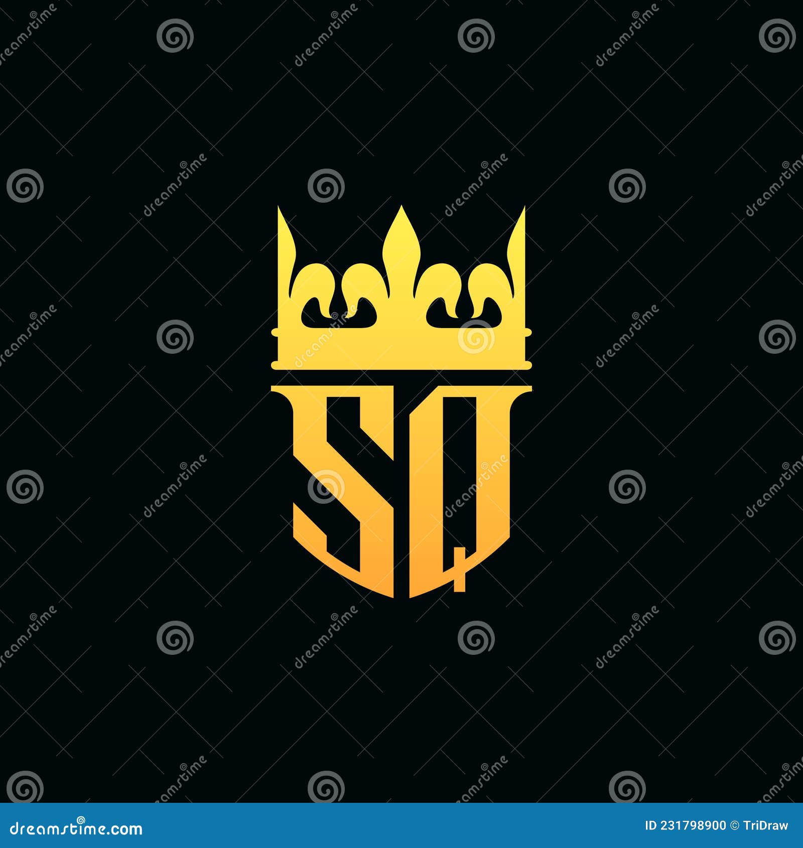Initial Letters SQ Logo Monogram Emblem Style with Crown Stock Vector ...