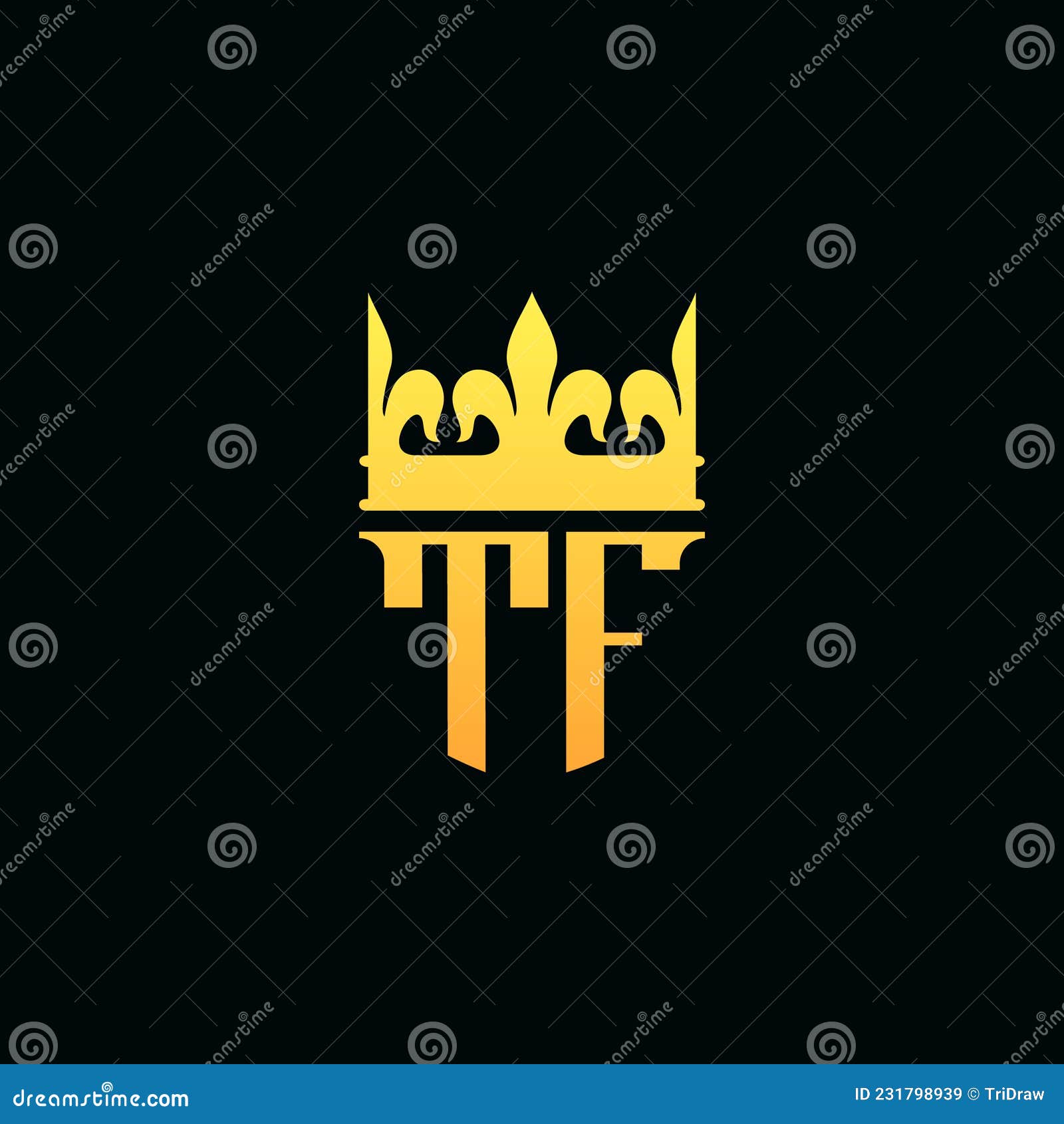 Initial Letters TF Logo Monogram Emblem Style with Crown Stock Vector ...