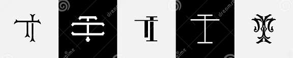 Initial Letters TI Monogram Logo Design Bundle Stock Vector ...