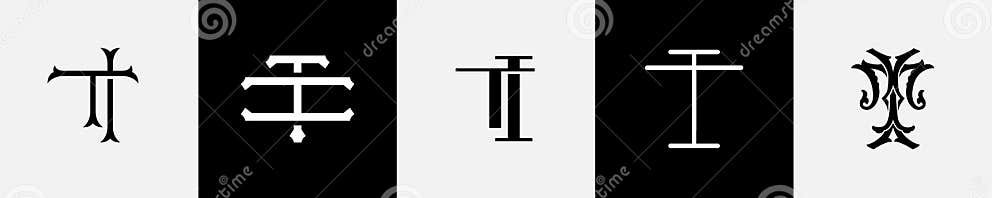 Initial Letters TI Monogram Logo Design Bundle Stock Vector ...