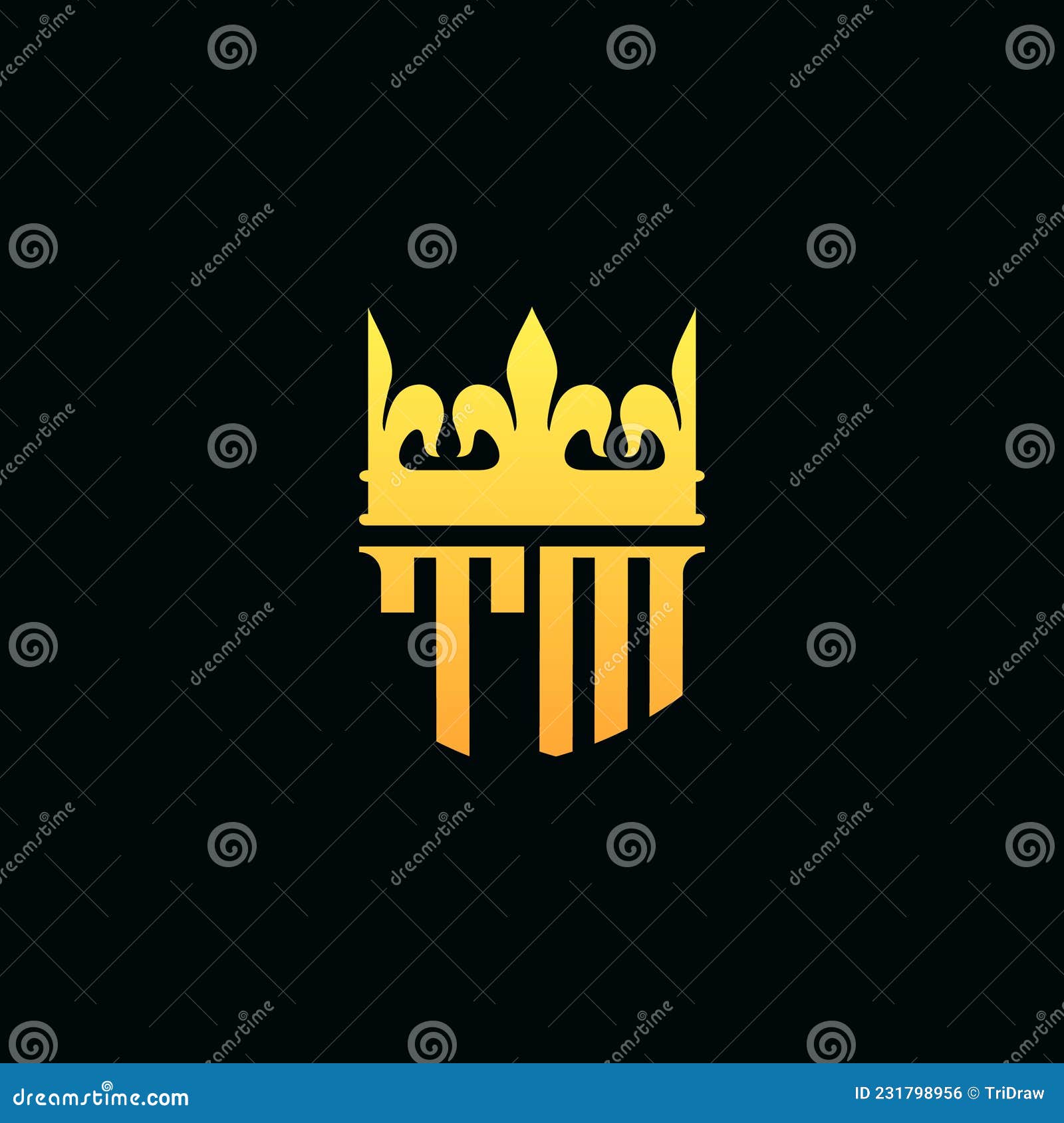 Initial Letters TM Logo Monogram Emblem Style with Crown Stock Vector ...
