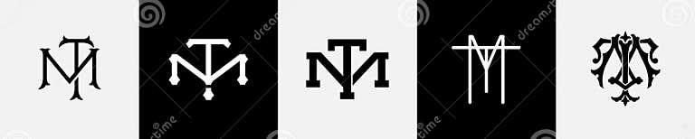 Initial Letters TM Monogram Logo Design Bundle Stock Vector ...