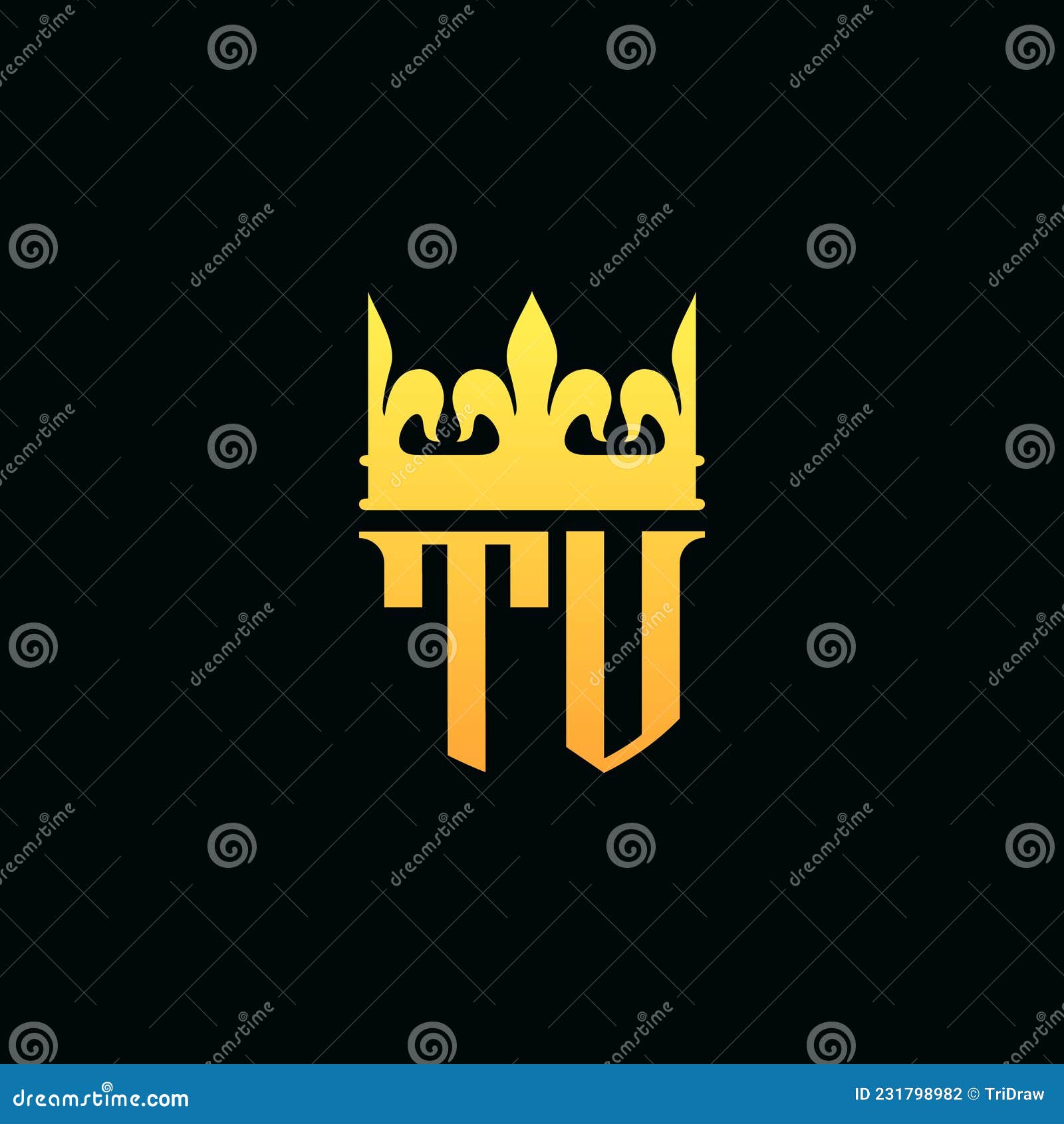 Initial Letters TV Logo Monogram Emblem Style with Crown Stock Vector ...