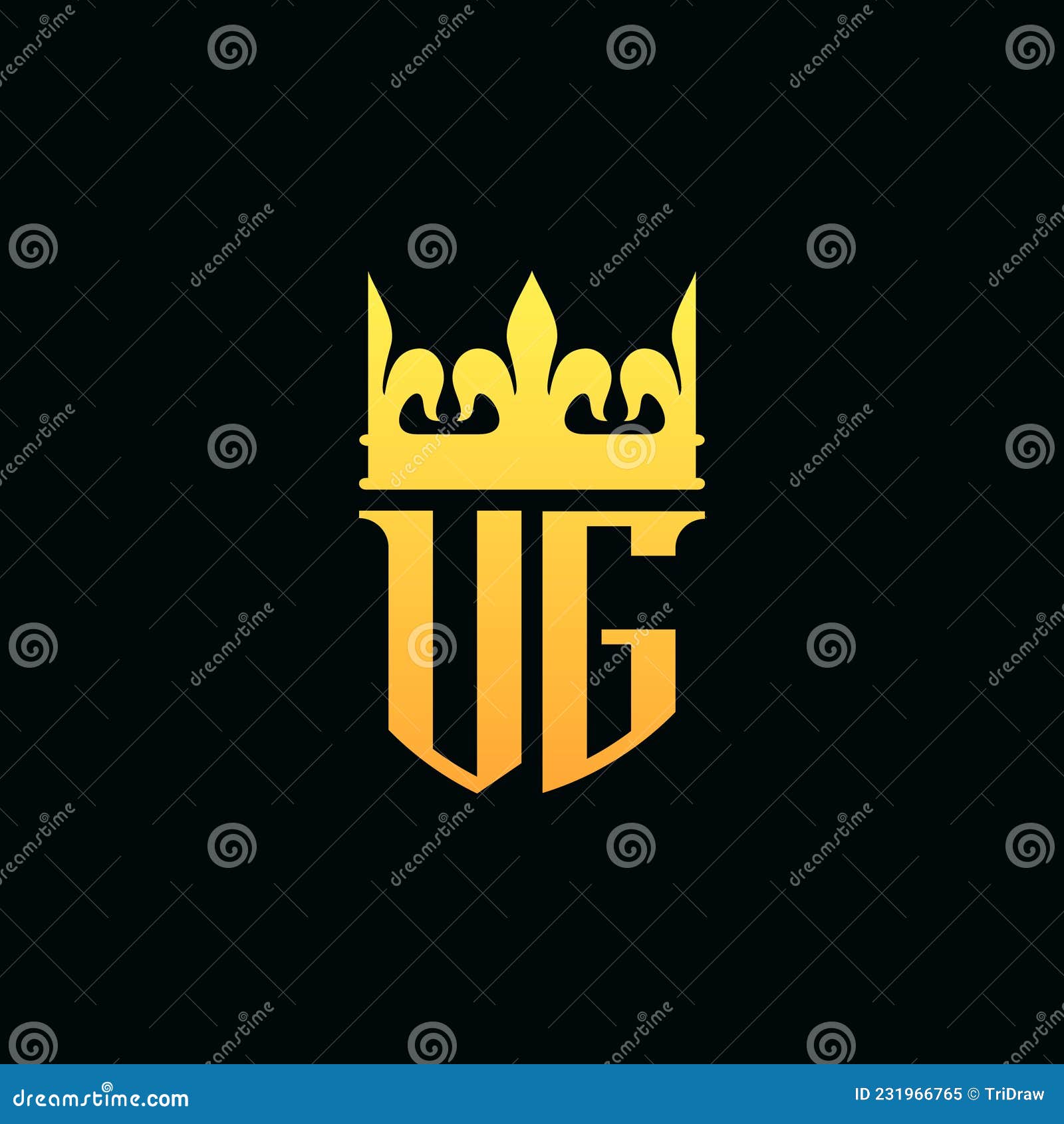 Initial Letters VG Logo Monogram Emblem Style with Crown Stock Vector ...