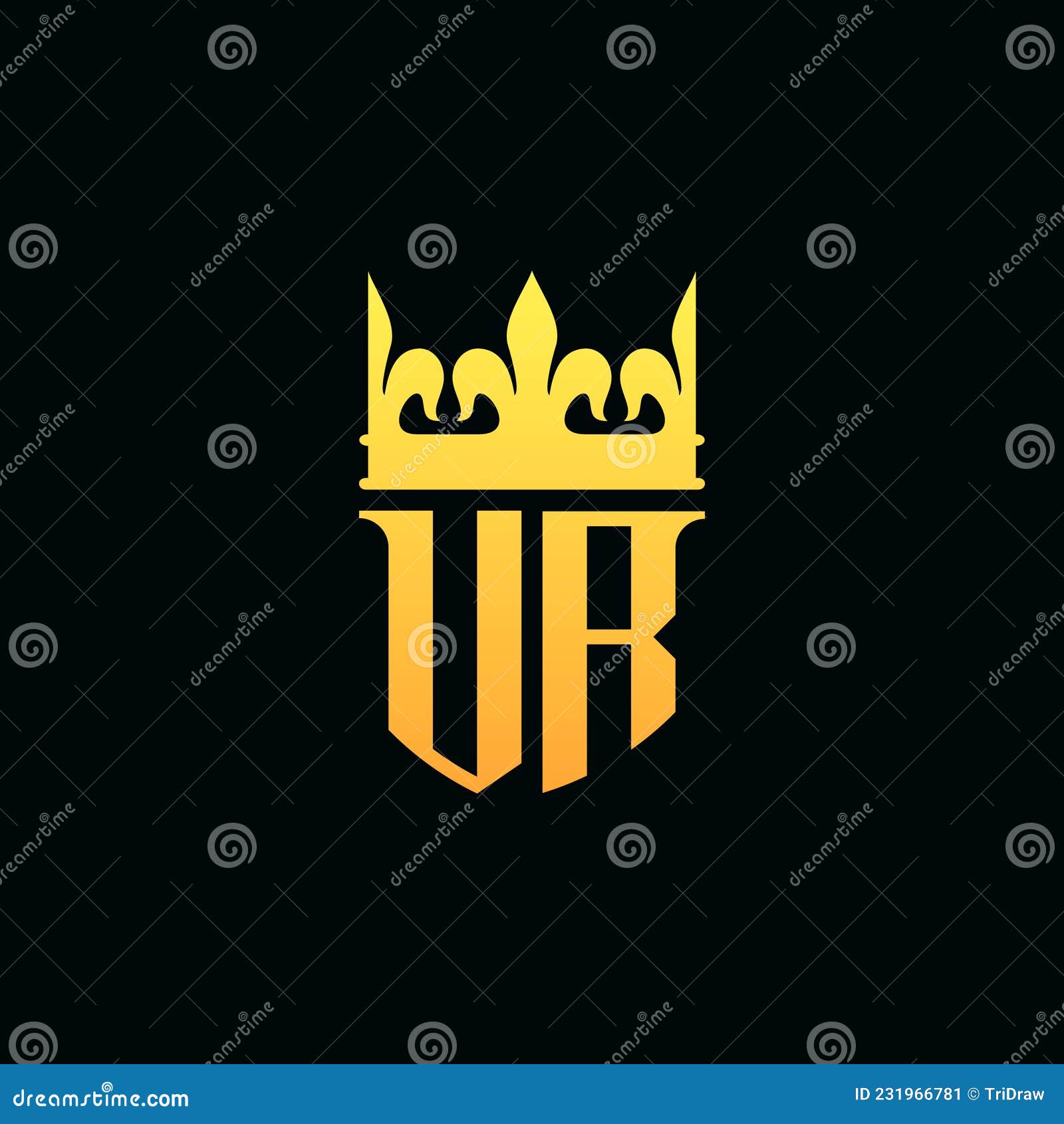 Initial Letters VR Logo Monogram Emblem Style with Crown Stock Vector ...