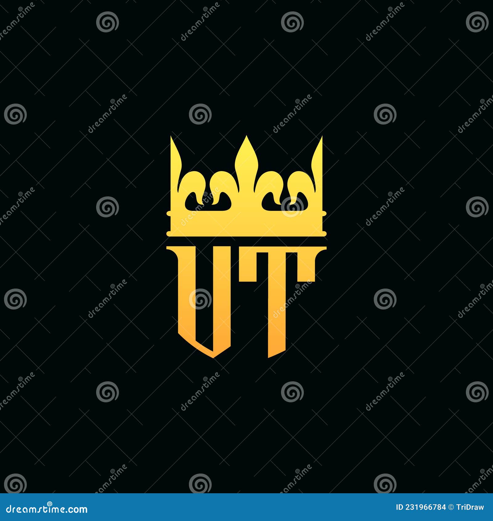 Initial Letters VT Logo Monogram Emblem Style with Crown Stock Vector ...