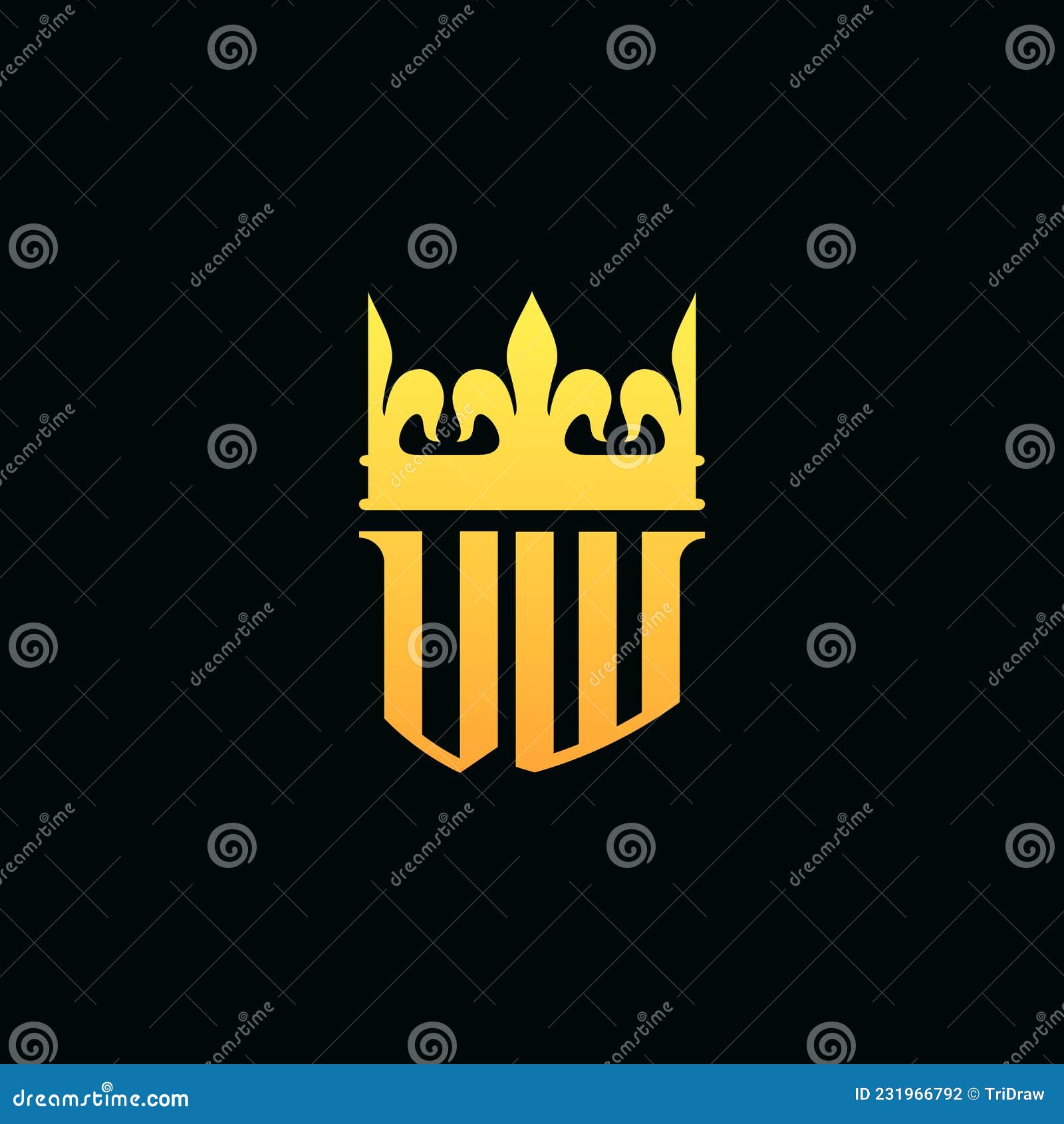 Initial Letters VW Logo Monogram Emblem Style with Crown Stock Vector ...