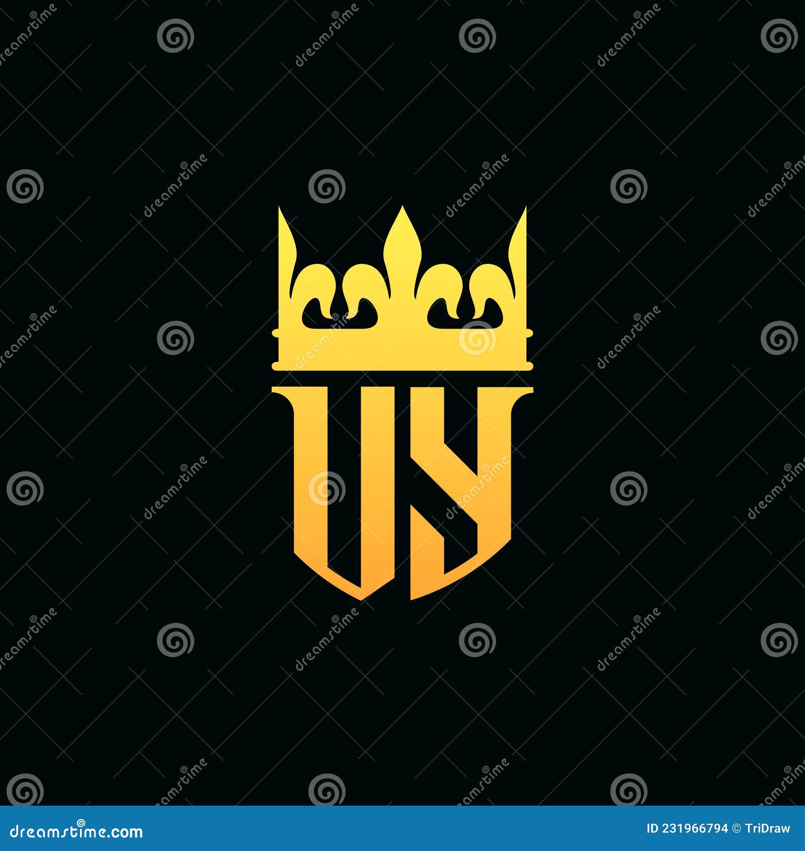 Initial Letters VY Logo Monogram Emblem Style with Crown Stock Vector ...