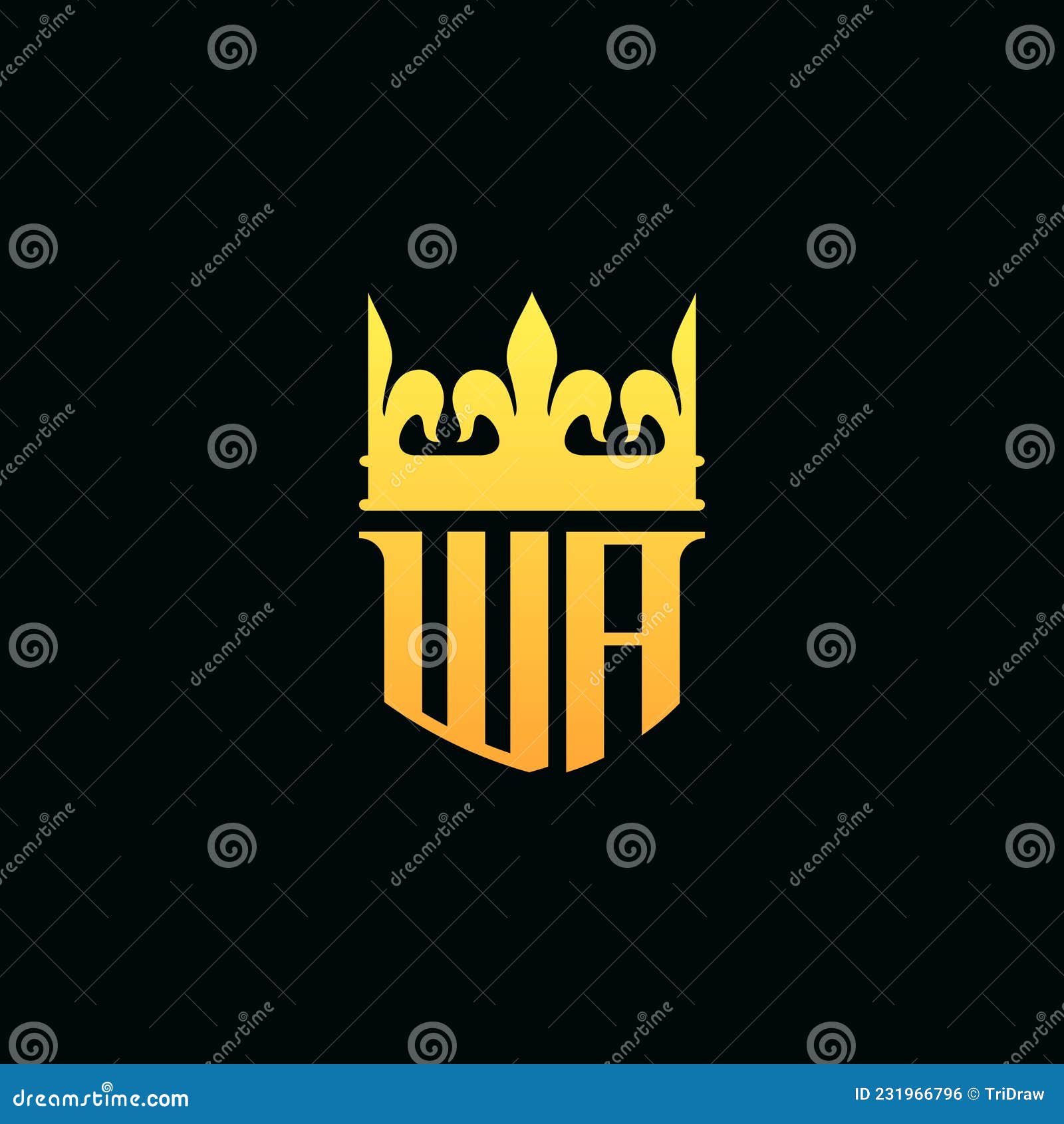 Initial Letters WA Logo Monogram Emblem Style with Crown Stock Vector ...