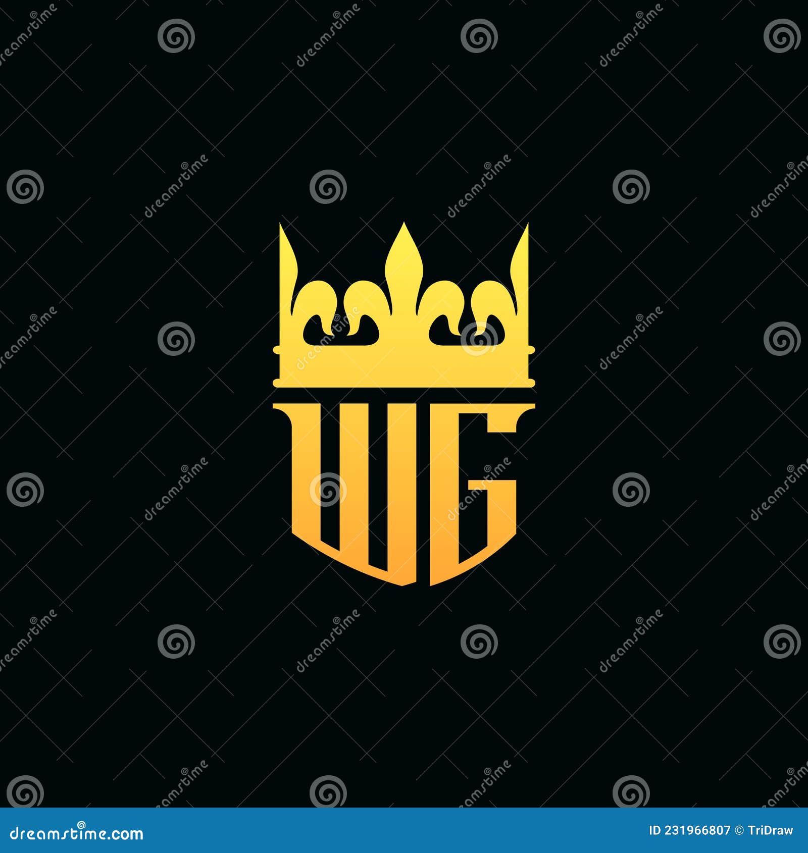Initial Letters WG Logo Monogram Emblem Style with Crown Stock Vector ...