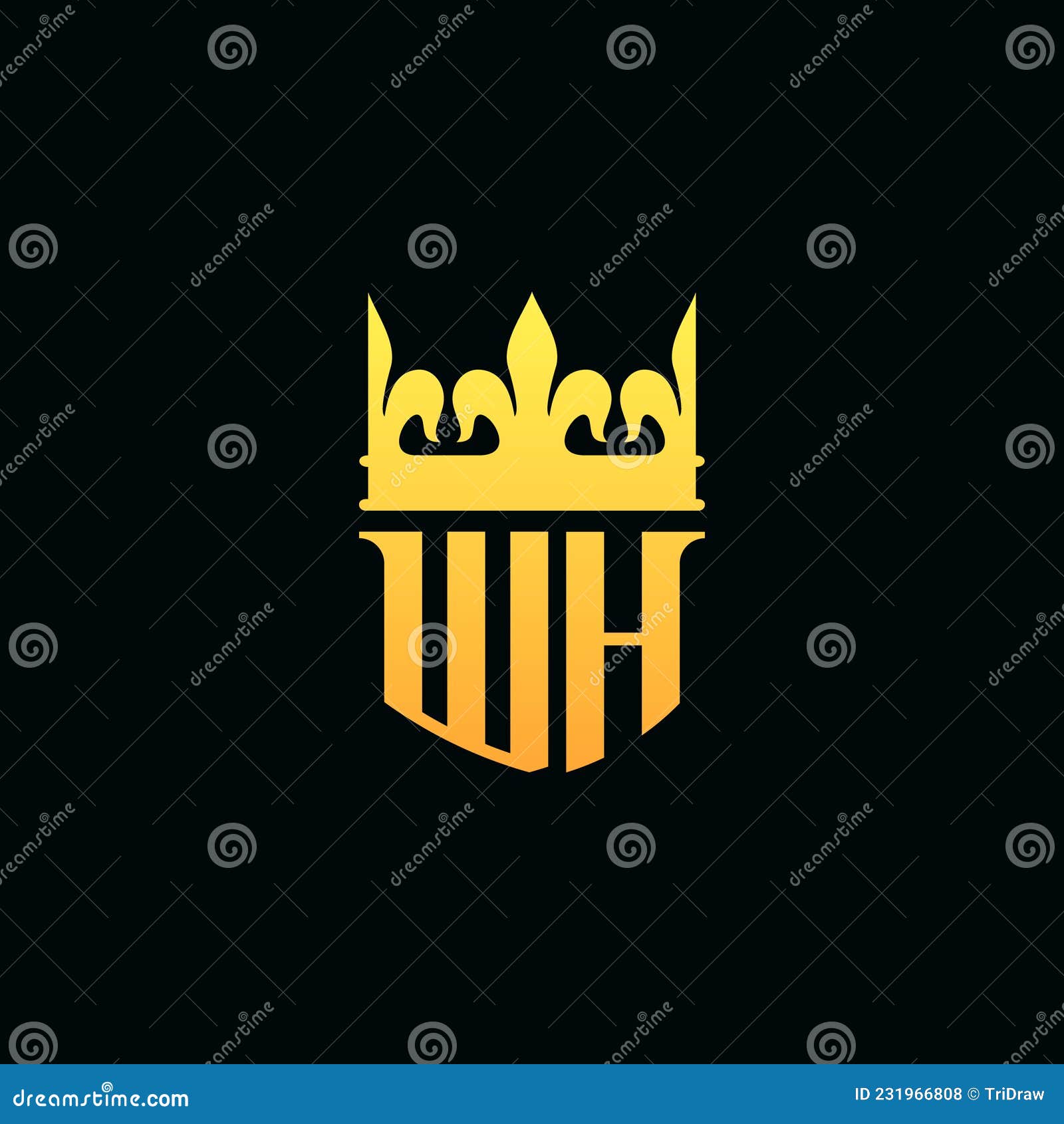 Initial Letters WH Logo Monogram Emblem Style with Crown Stock Vector ...