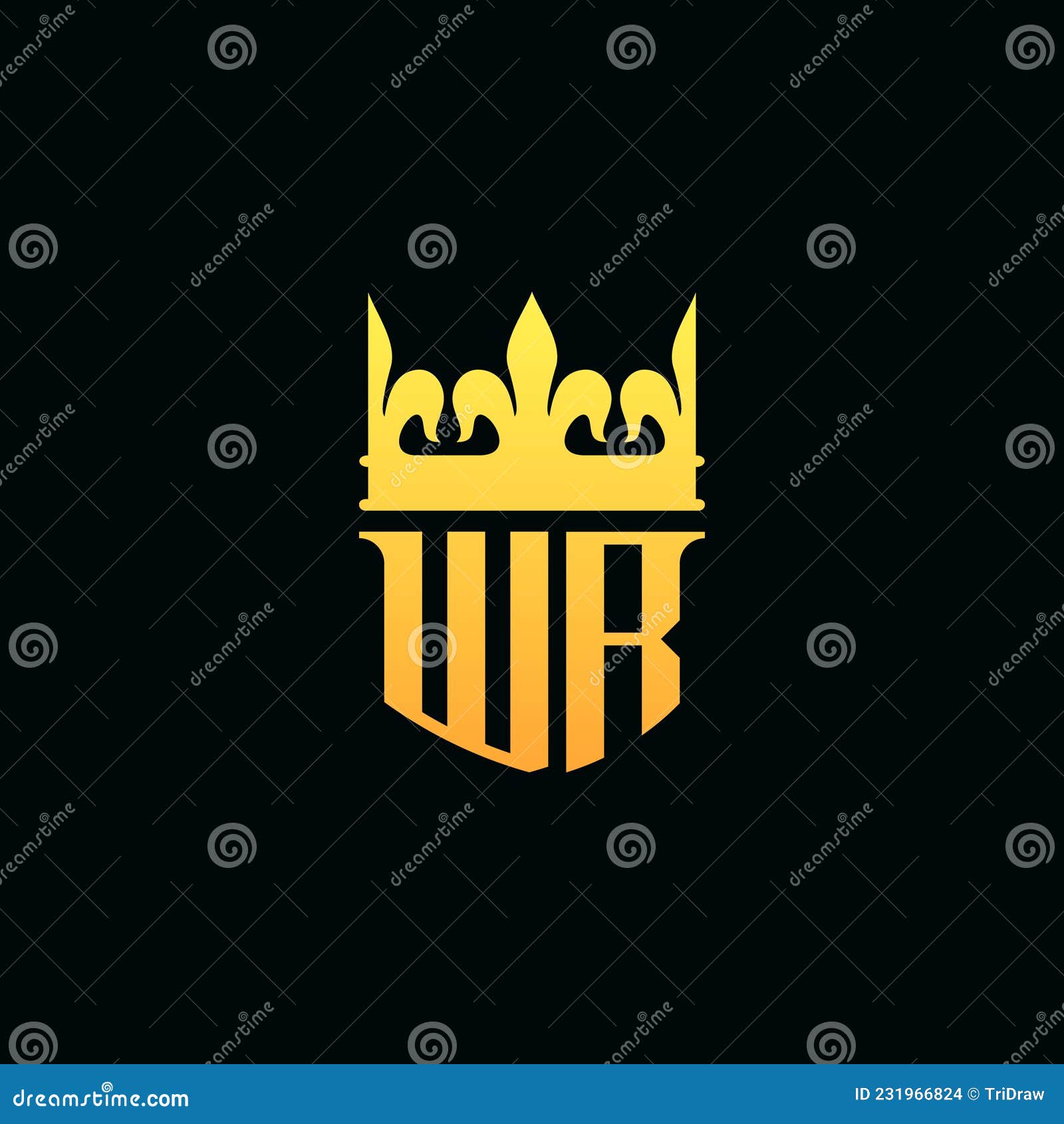 Initial Letters WR Logo Monogram Emblem Style with Crown Stock Vector ...