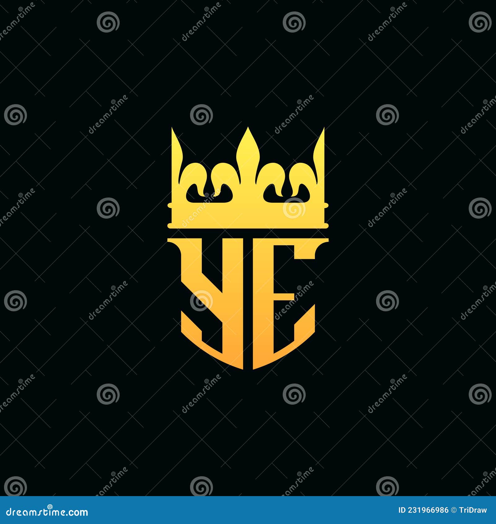 Initial Letters YE Logo Monogram Emblem Style with Crown Stock Vector ...