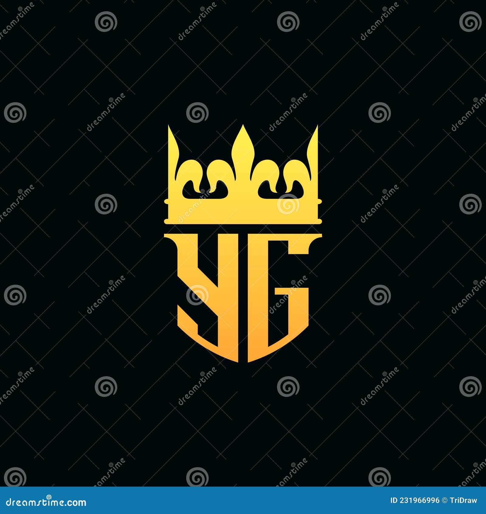 Initial Letters YG Logo Monogram Emblem Style with Crown Stock Vector ...