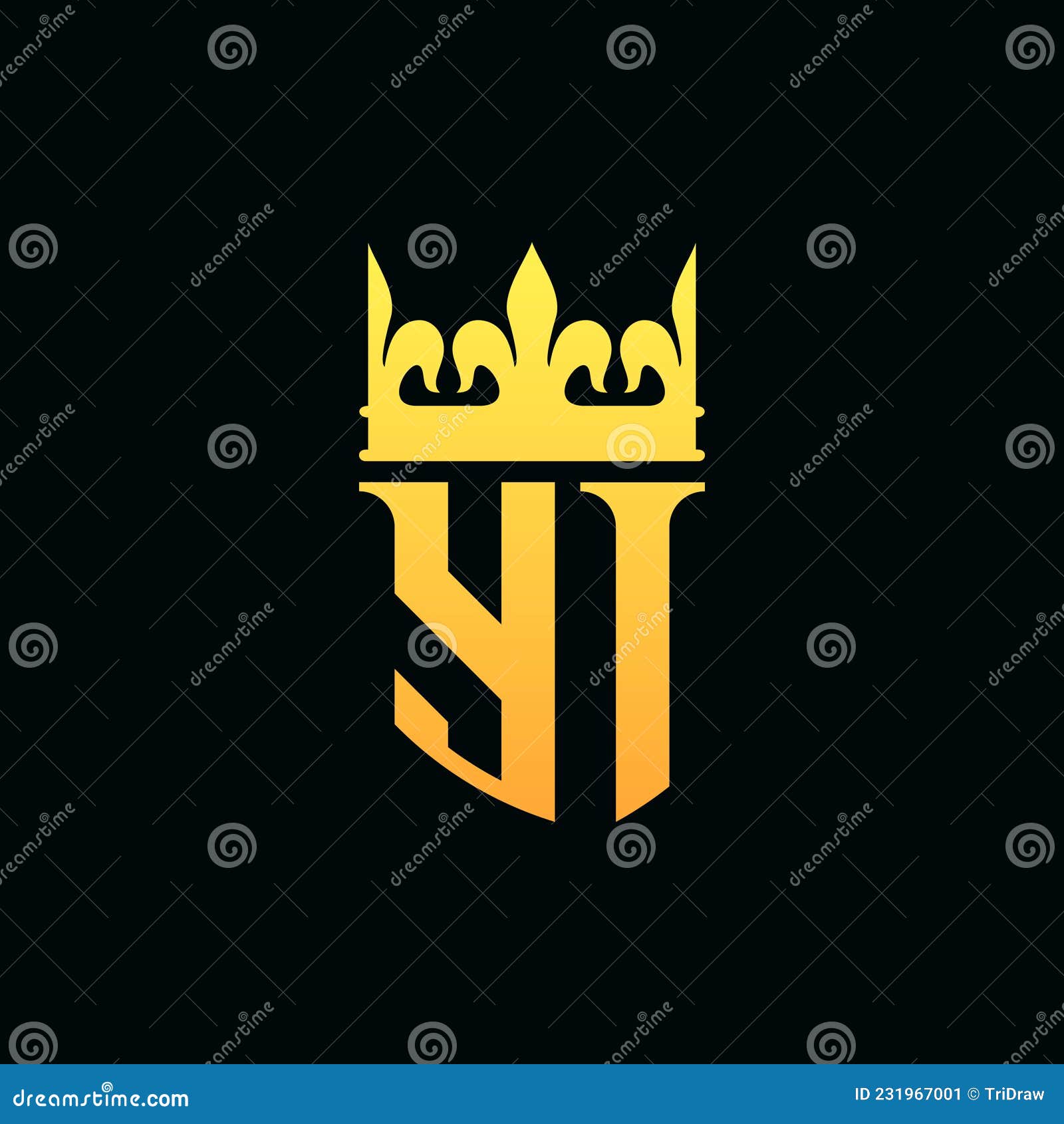 Initial Letters YI Logo Monogram Emblem Style with Crown Stock Vector ...