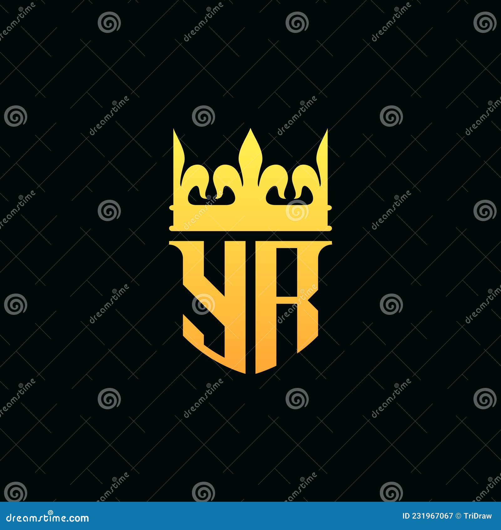 Initial Letters YR Logo Monogram Emblem Style with Crown Stock Vector ...