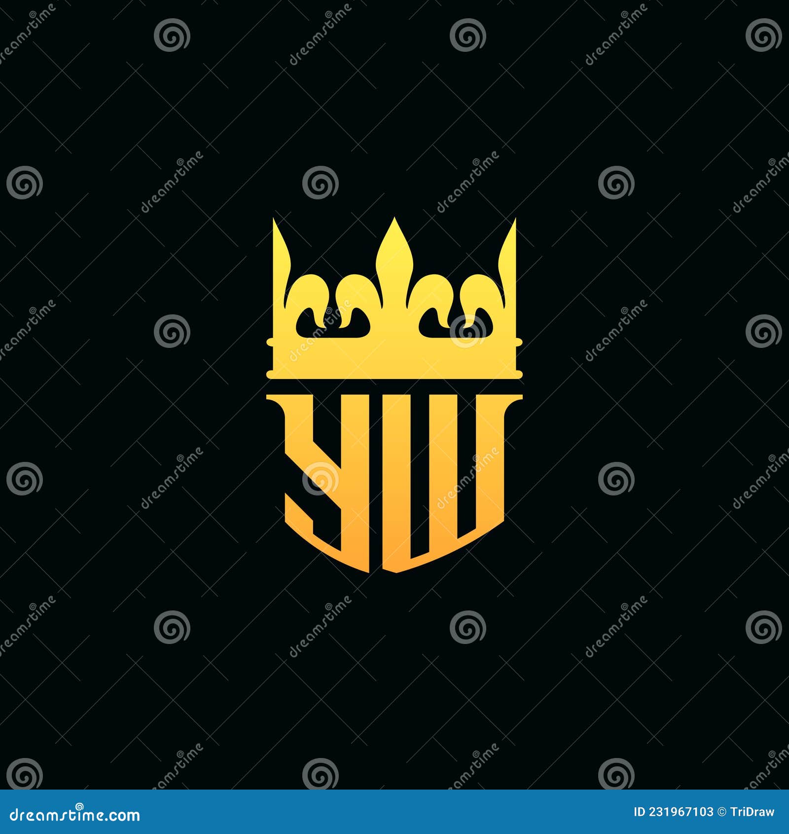 Initial Letters YW Logo Monogram Emblem Style with Crown Stock Vector ...